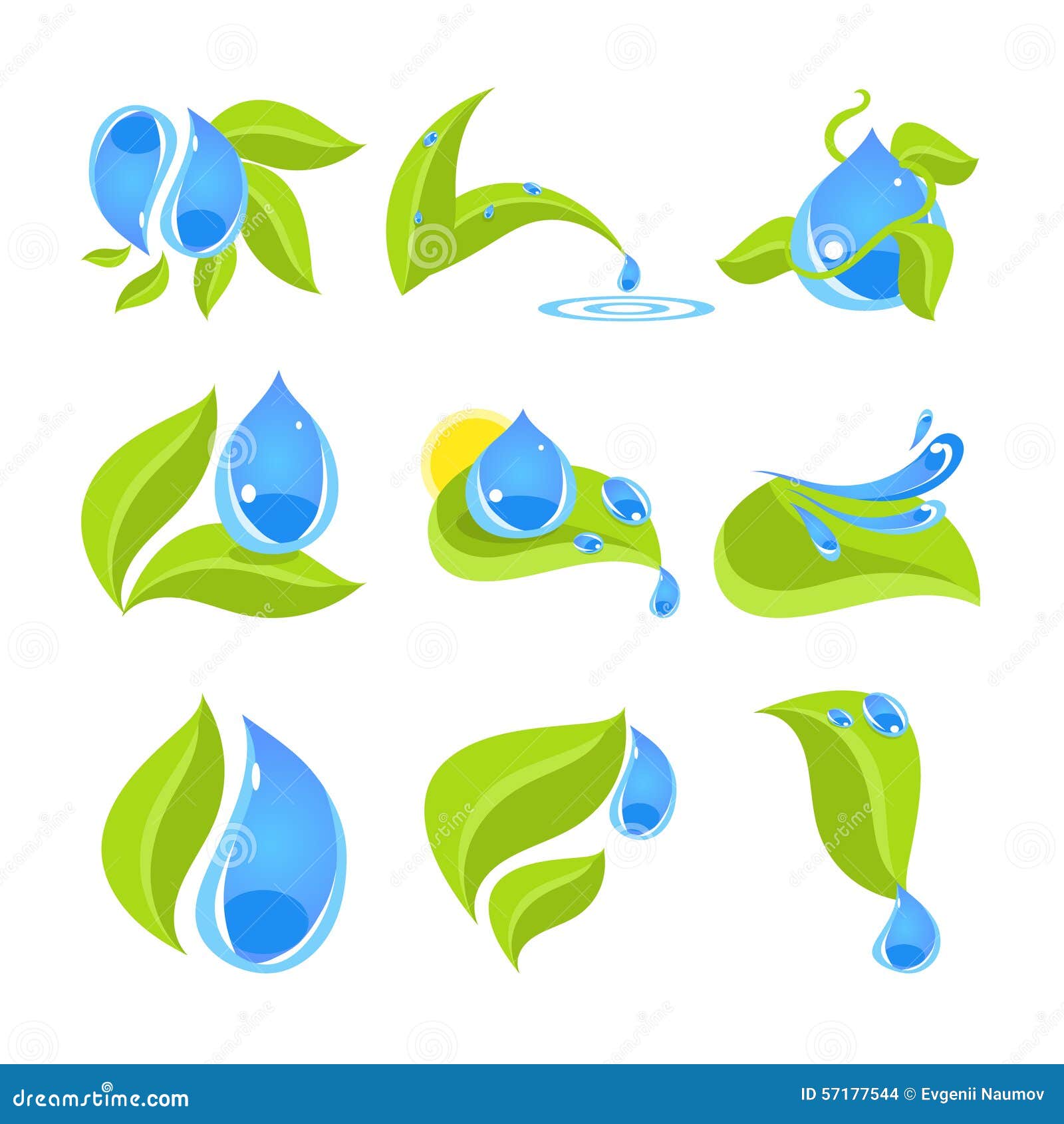 Set of Icons for Water and Nature Stock Vector - Illustration of ...