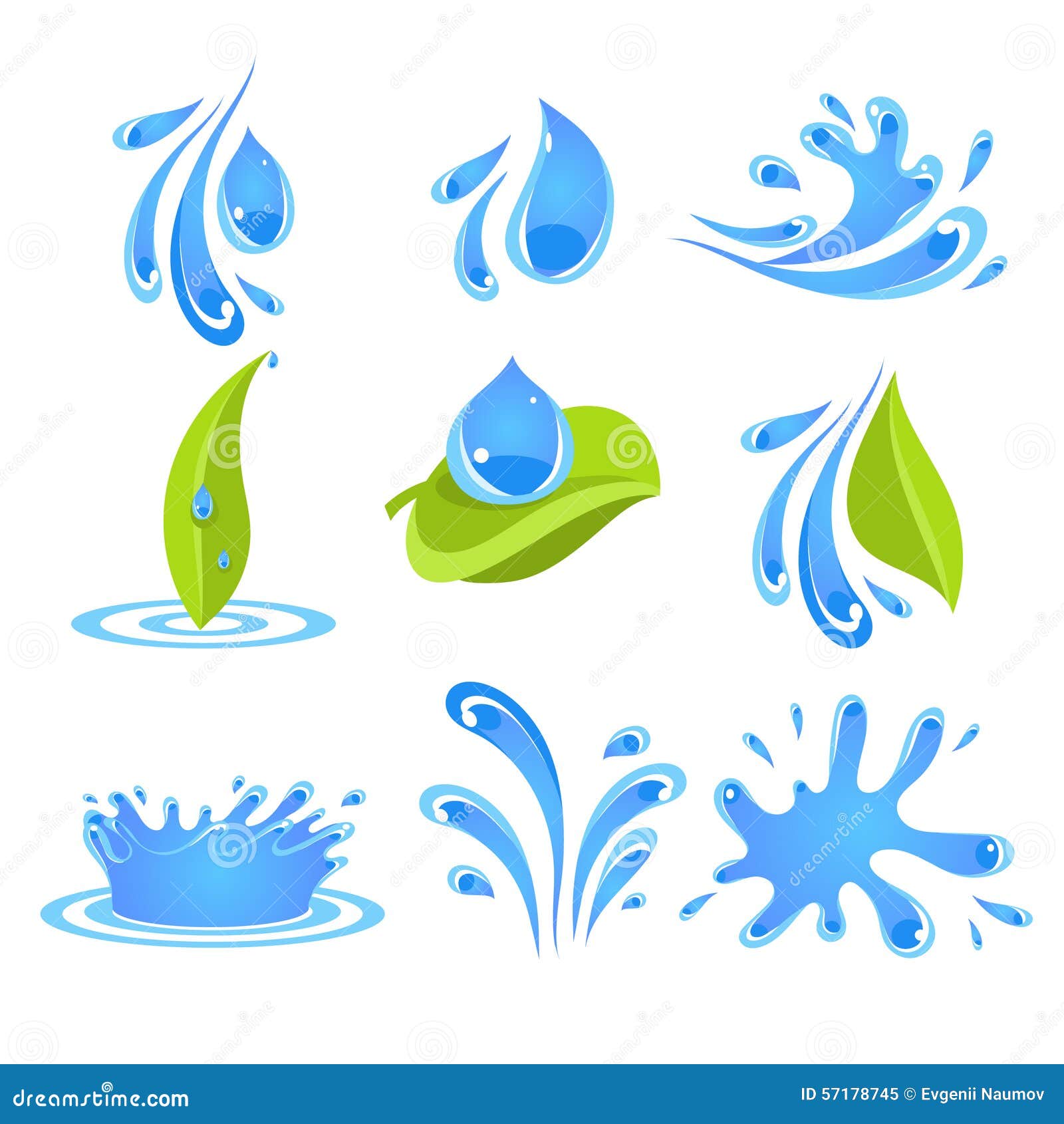 Set of Icons for Water and Nature Stock Vector - Illustration of circle ...