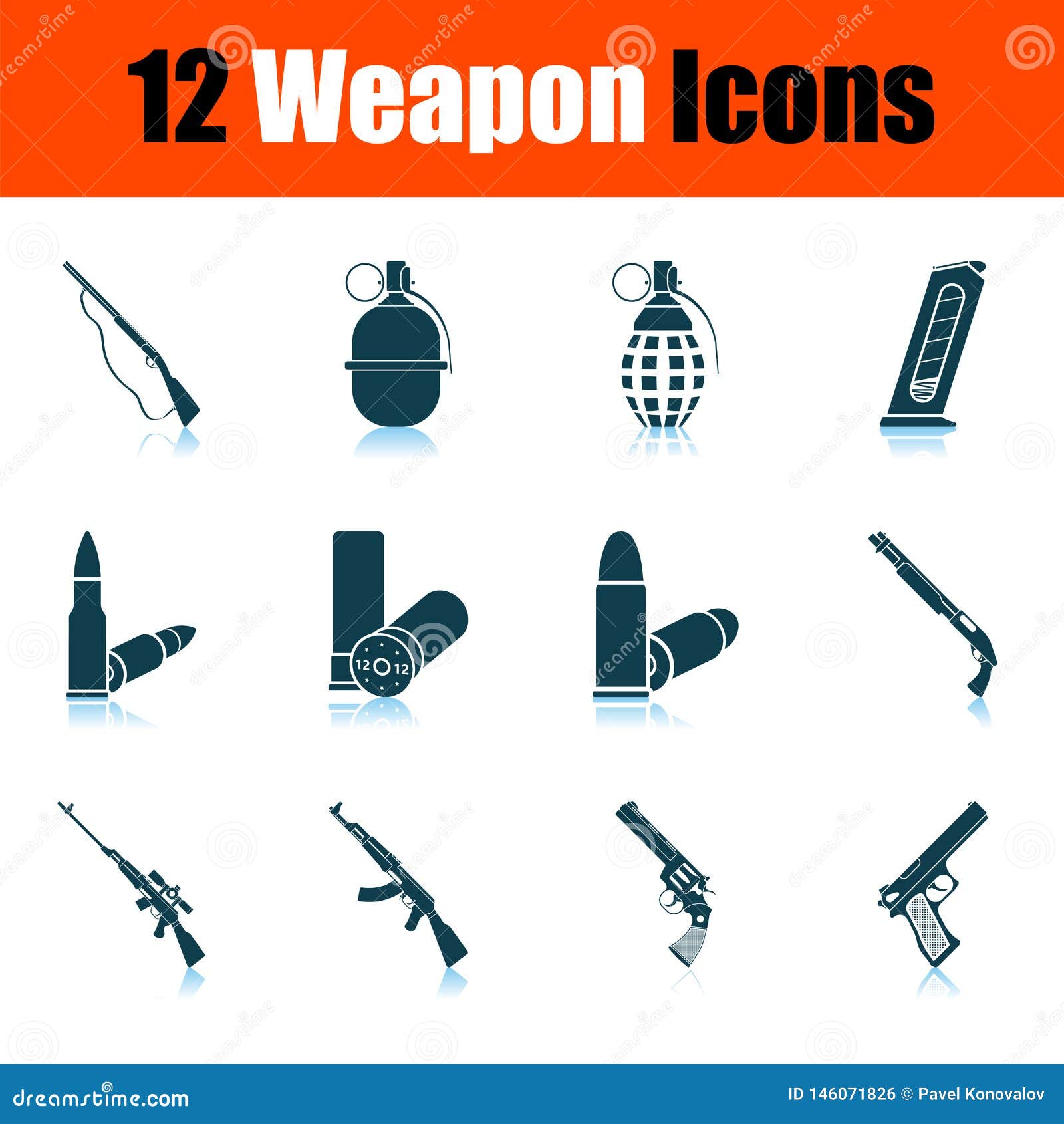 Set of 12 Weapon Icons stock vector. Illustration of hunting - 146071826