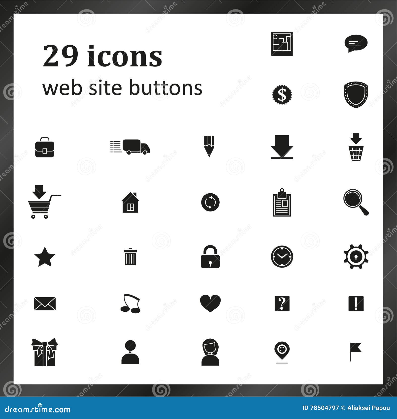 Set of 29 Icons for Website Buttons Stock Vector - Illustration of ...