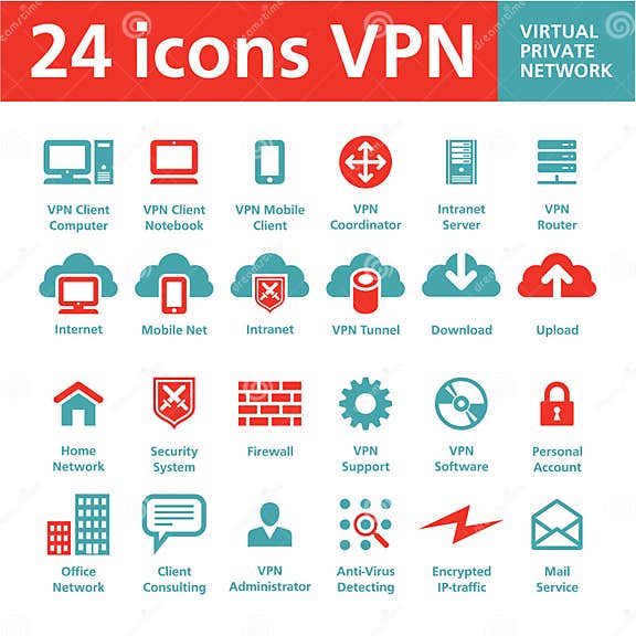24 Vector Icons VPN (Virtual Private Network) Stock Vector ...