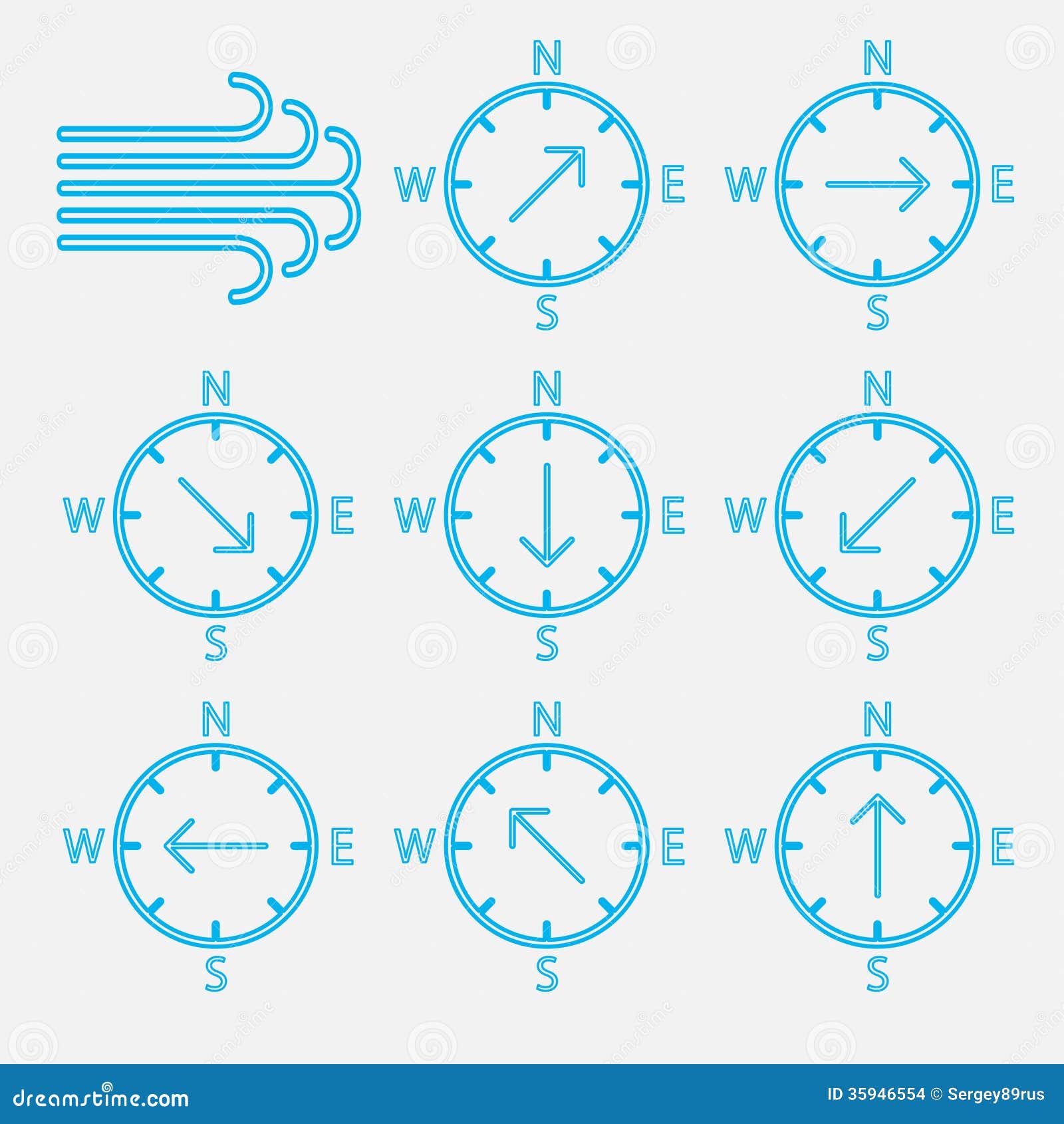 Set of Icons Wind Directions. Stock Vector - Illustration of weather ...
