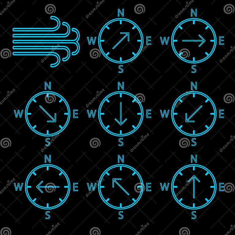 Set of Icons Wind Directions. Vector Illustration. Stock Illustration ...