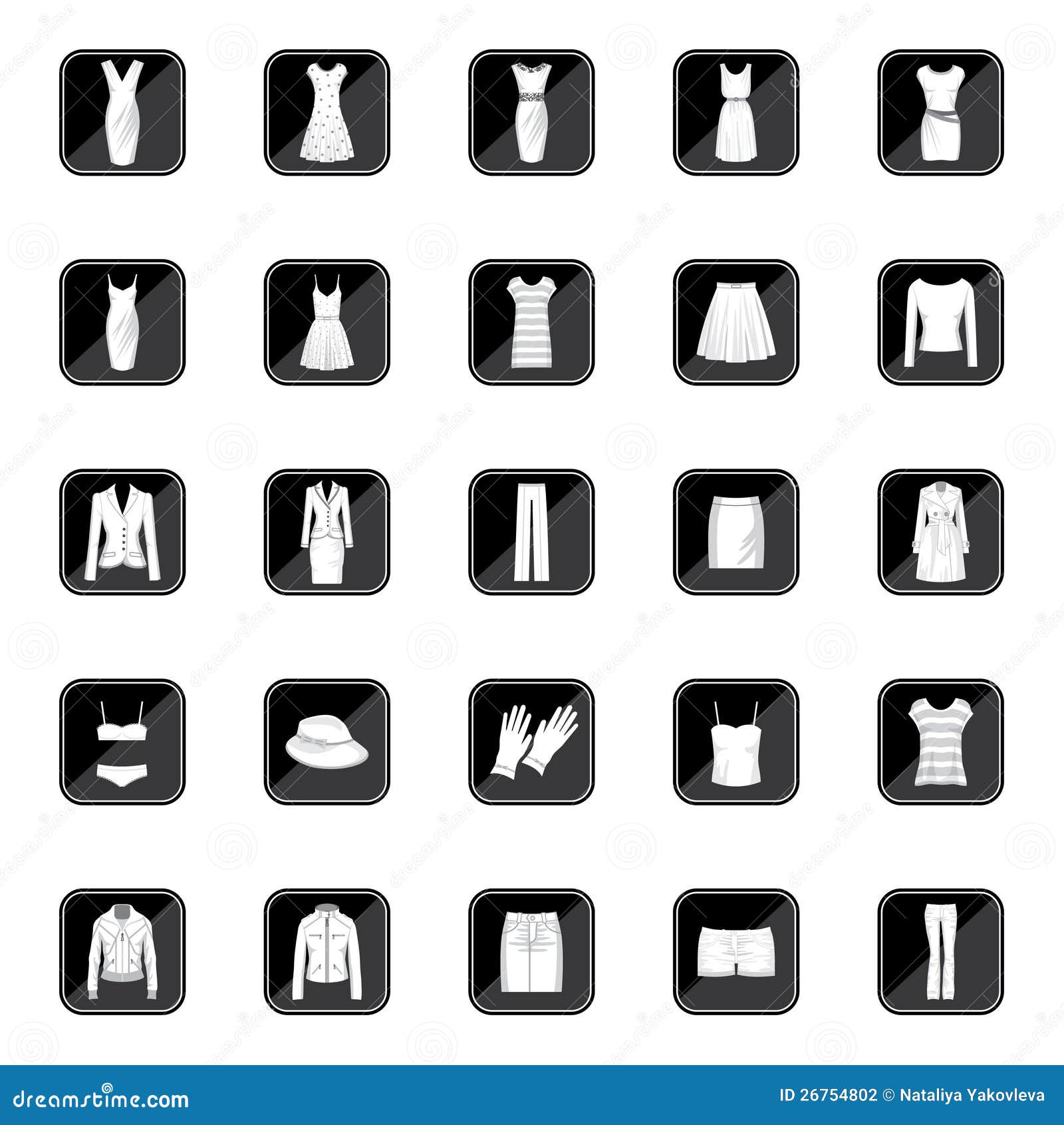 Set of Icons with Women Clothing Stock Vector - Illustration of ...