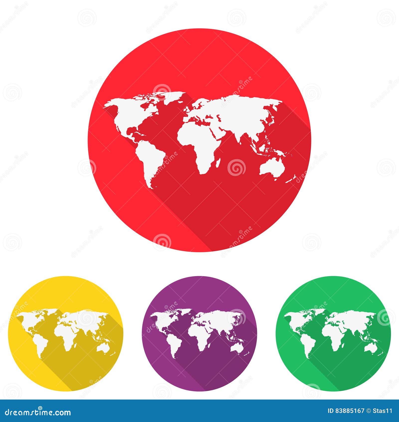 Set of Icons World Map in a Flat Design Stock Illustration ...