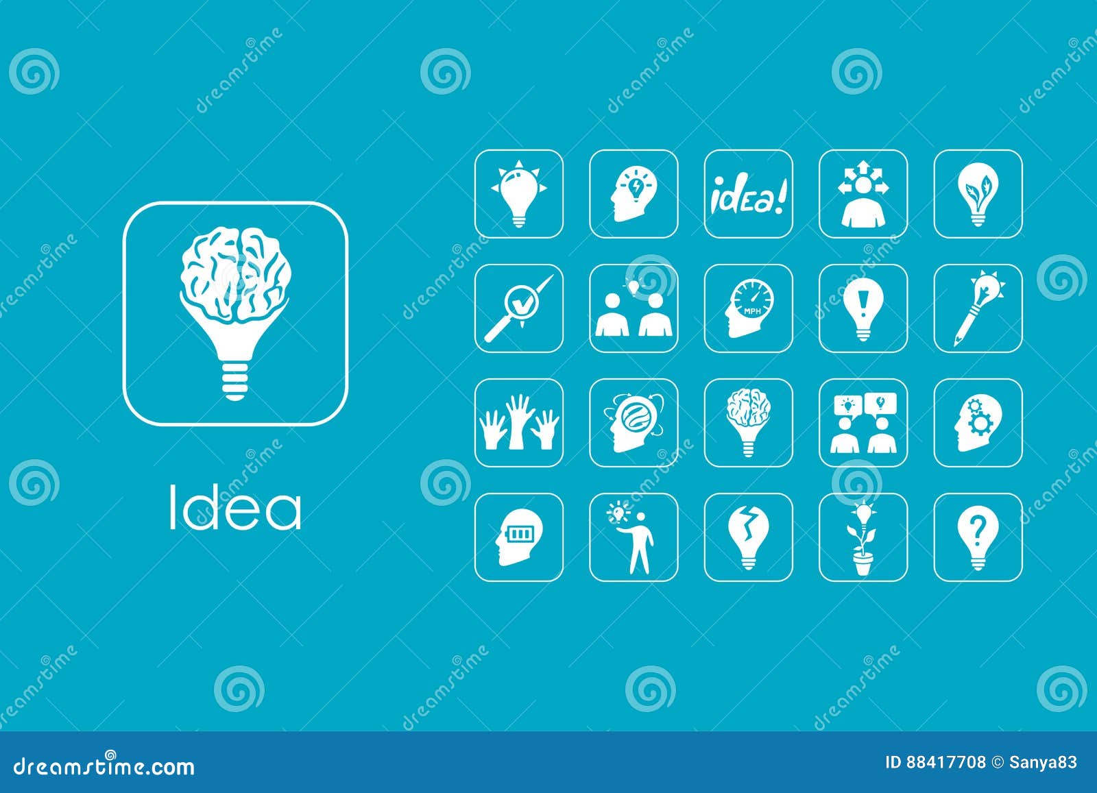 Set of idea simple icons stock vector. Illustration of electricity ...