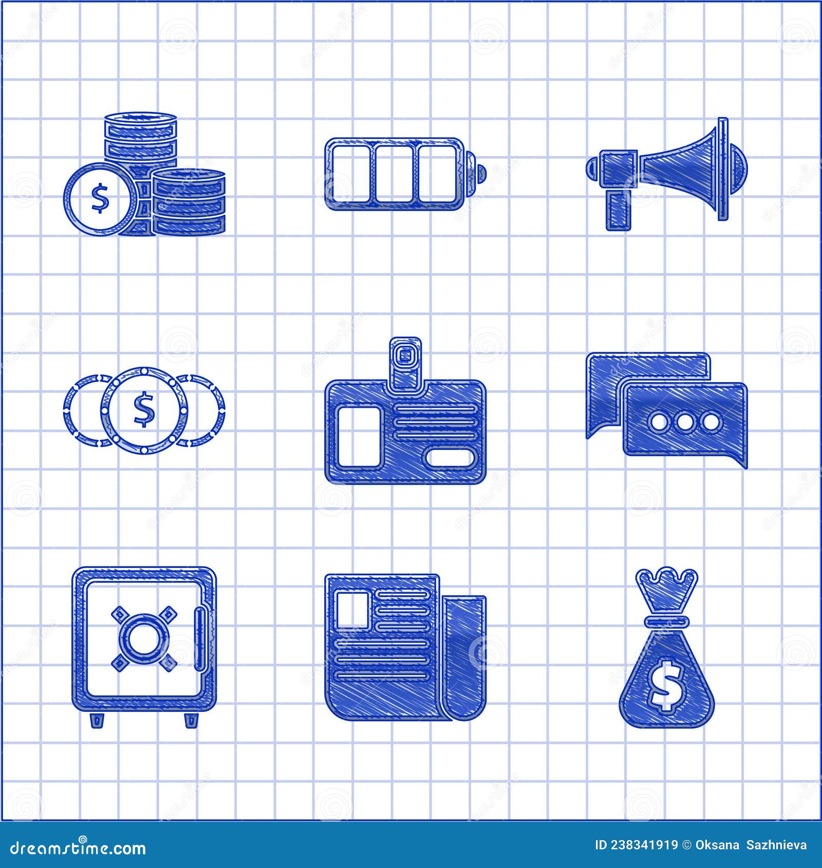 Set Identification Badge, File Document, Money Bag, Speech Bubble Chat ... Set Identification Badge, File Document, Money Bag, Speech Bubble Chat ...