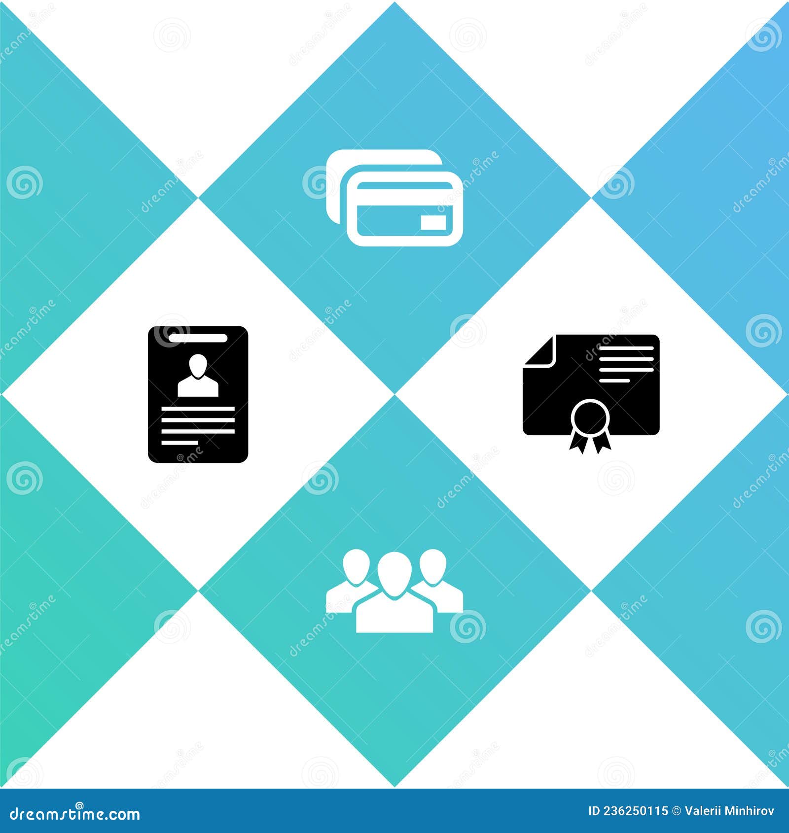 Set Identification Badge, Users Group, Credit Card and Certificate ...
