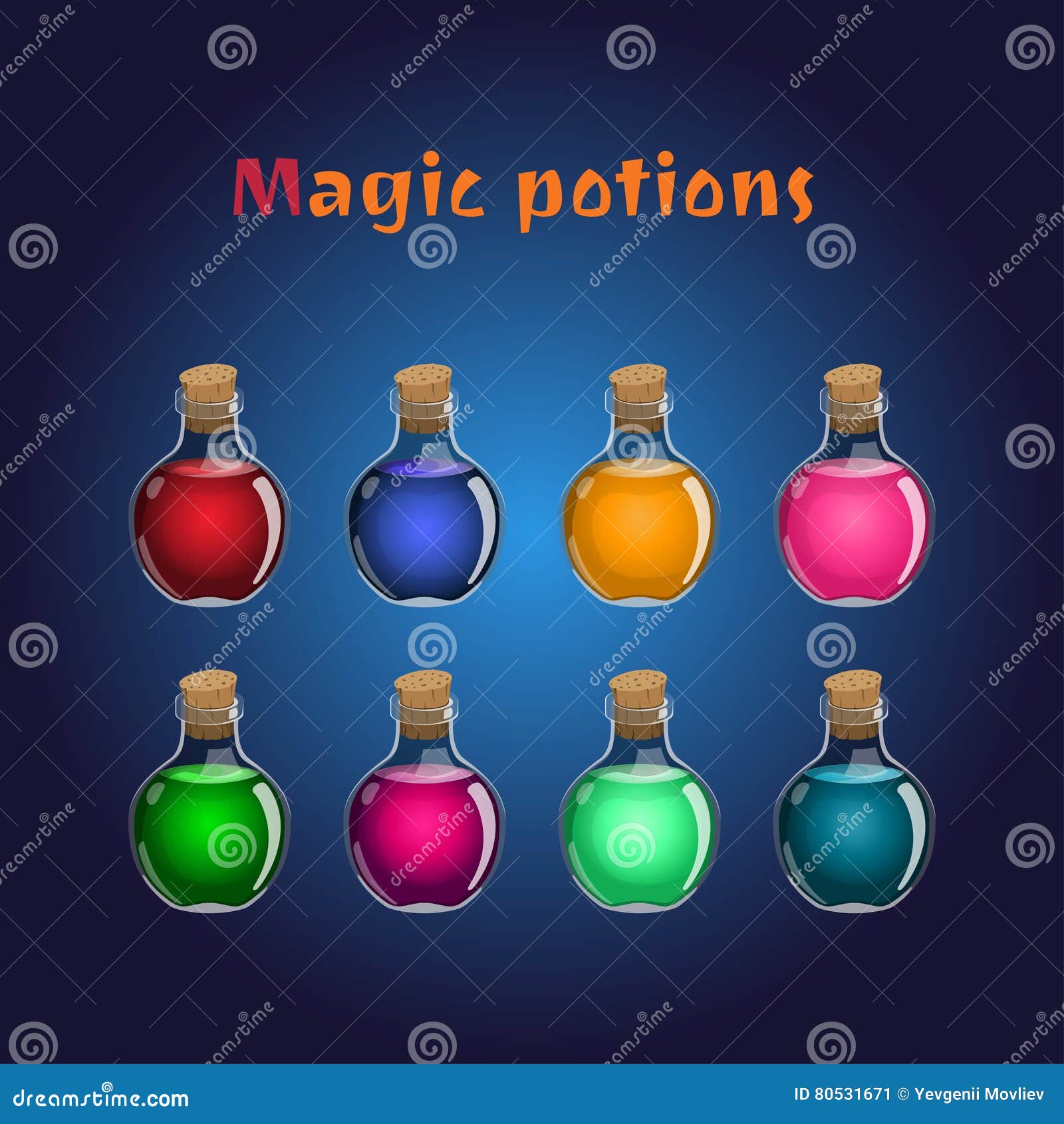 Set If Magic Potions. Collections of Elixirs for the Game Interface ...