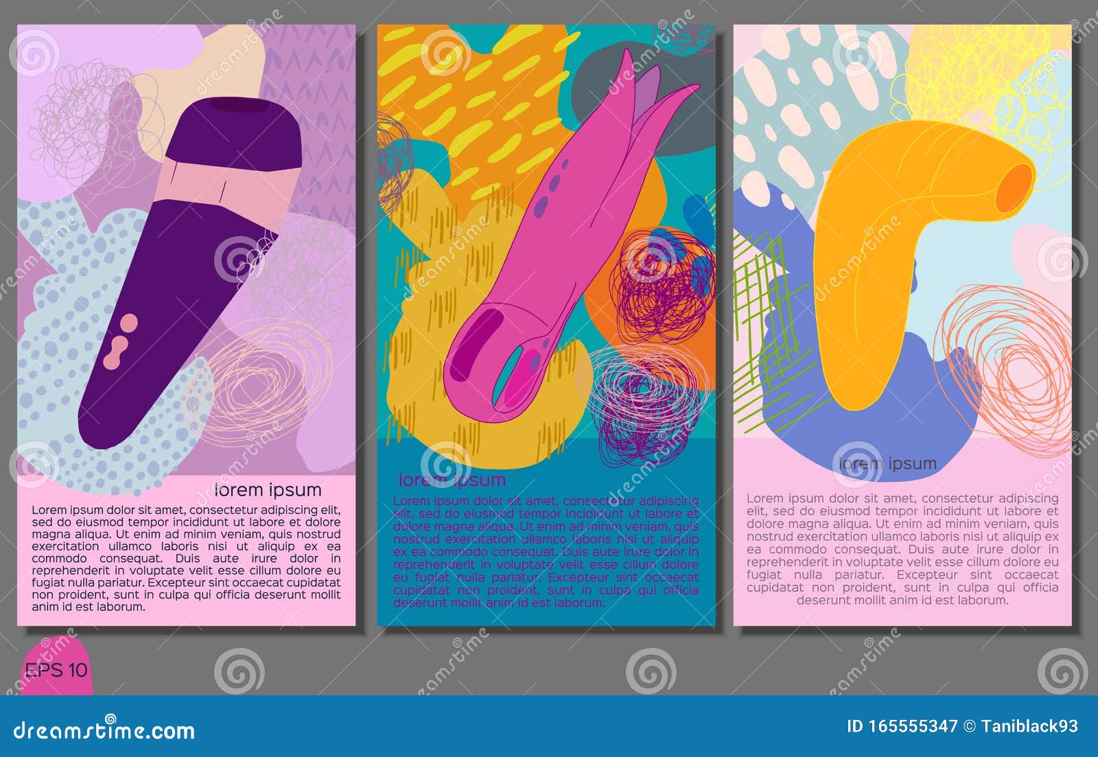 Set Of Illustration For Brochure Design With Sex Toys Cover Modern