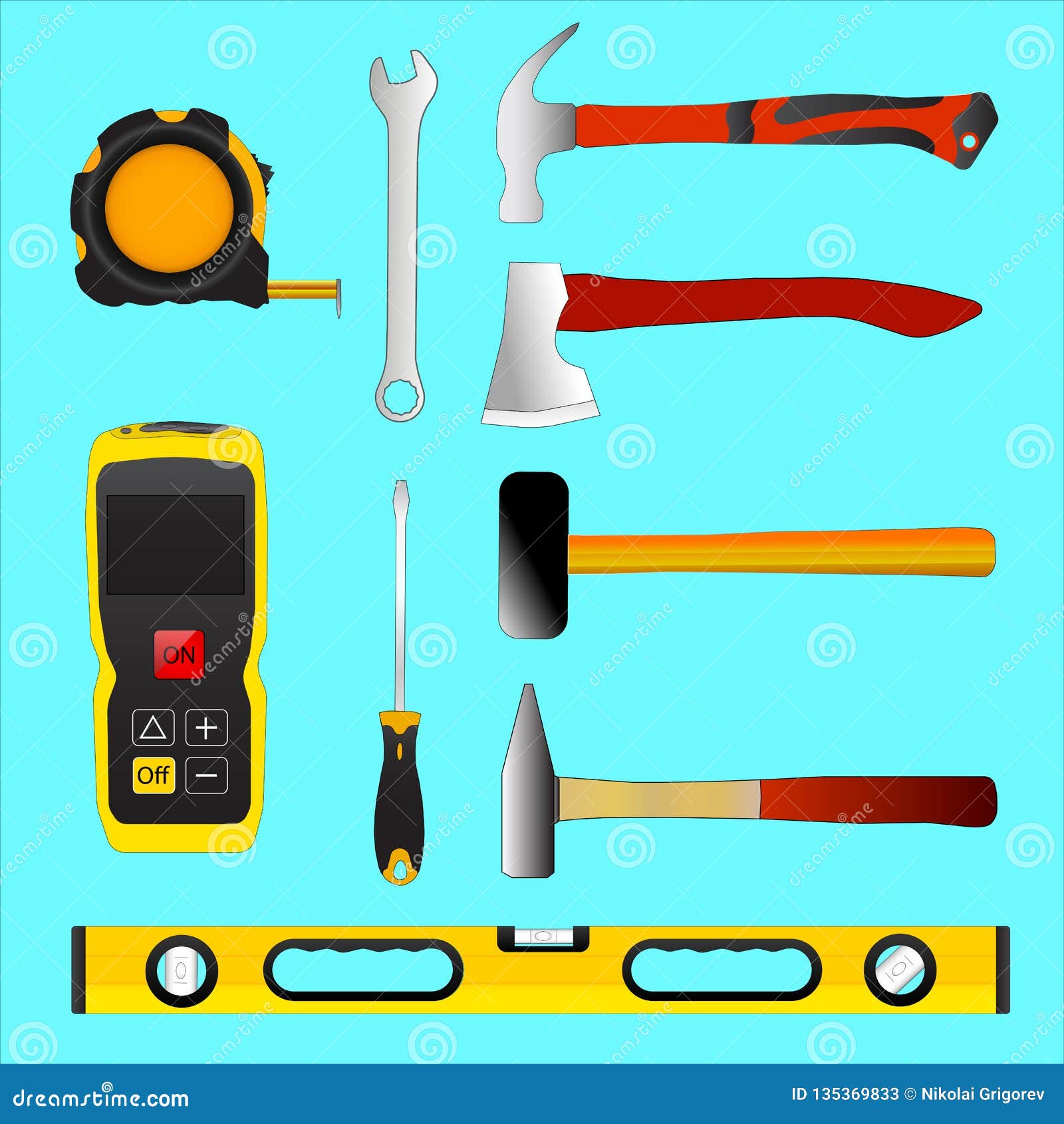 Set of Illustration Construction Tools Stock Vector - Illustration of ...