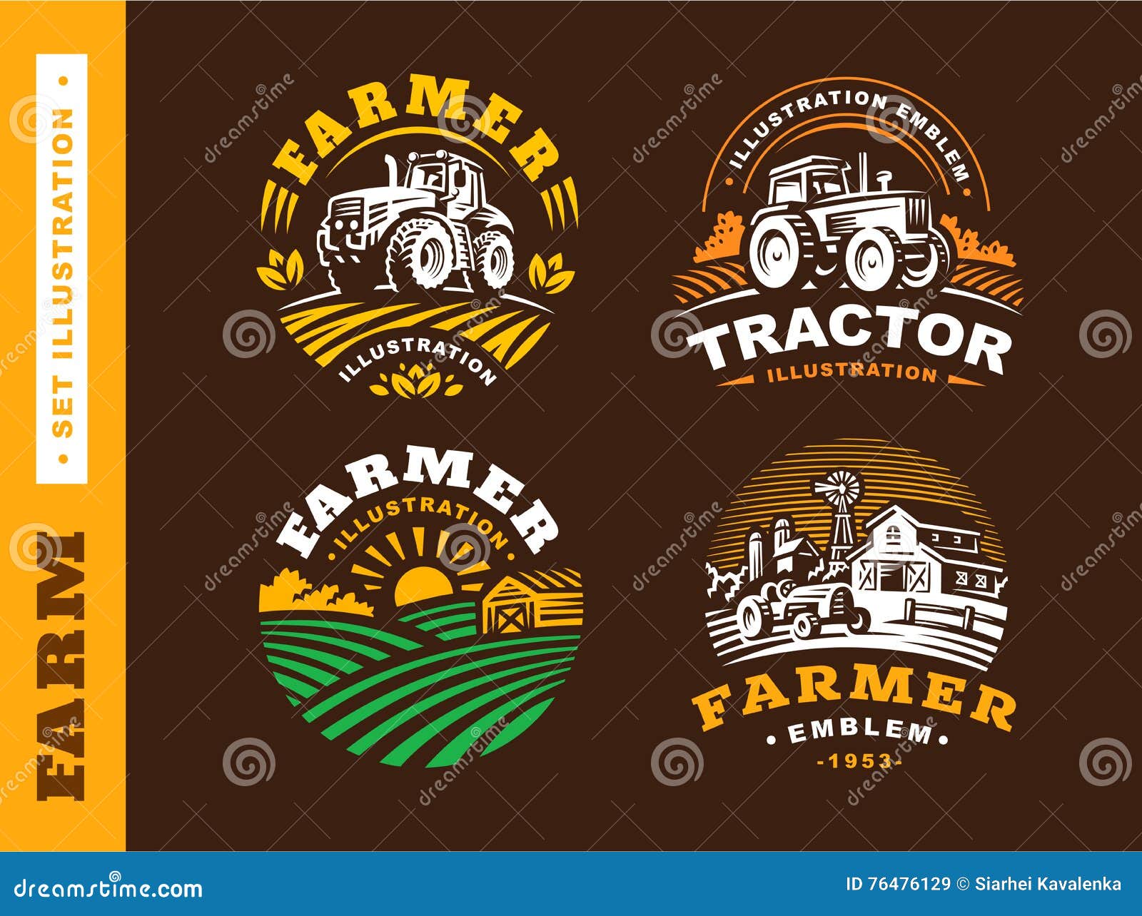 Farm Logo With Hen,egg And Wheat. Vector Illustration | CartoonDealer ...