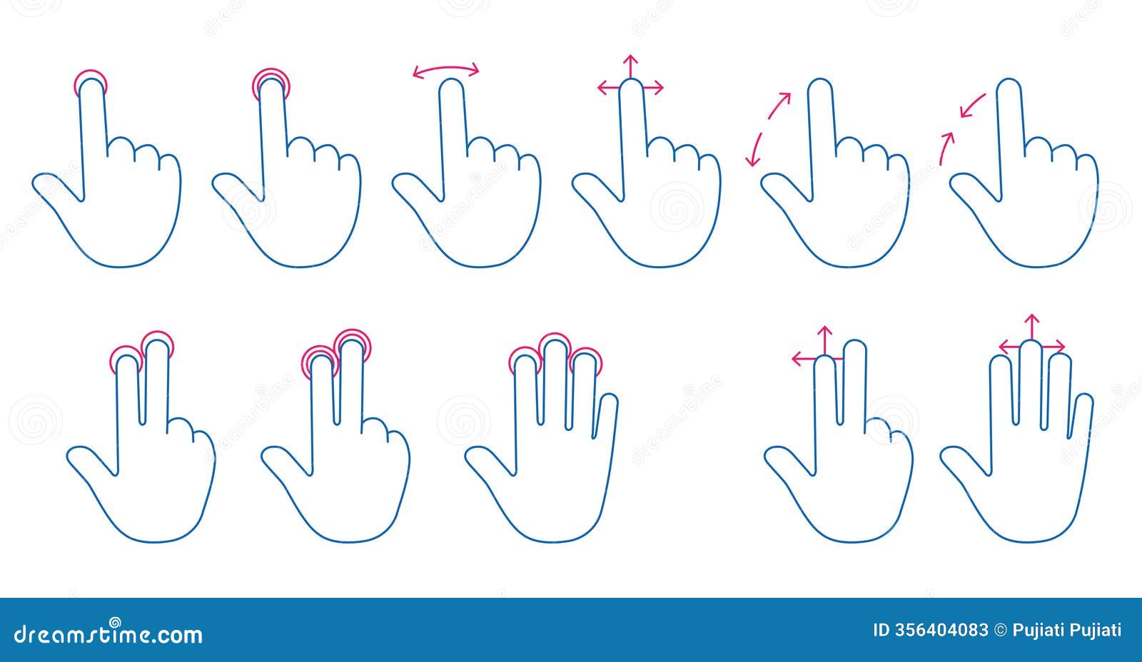 Set Illustration of Hand Gesture Icons for Touchscreen Interaction ...