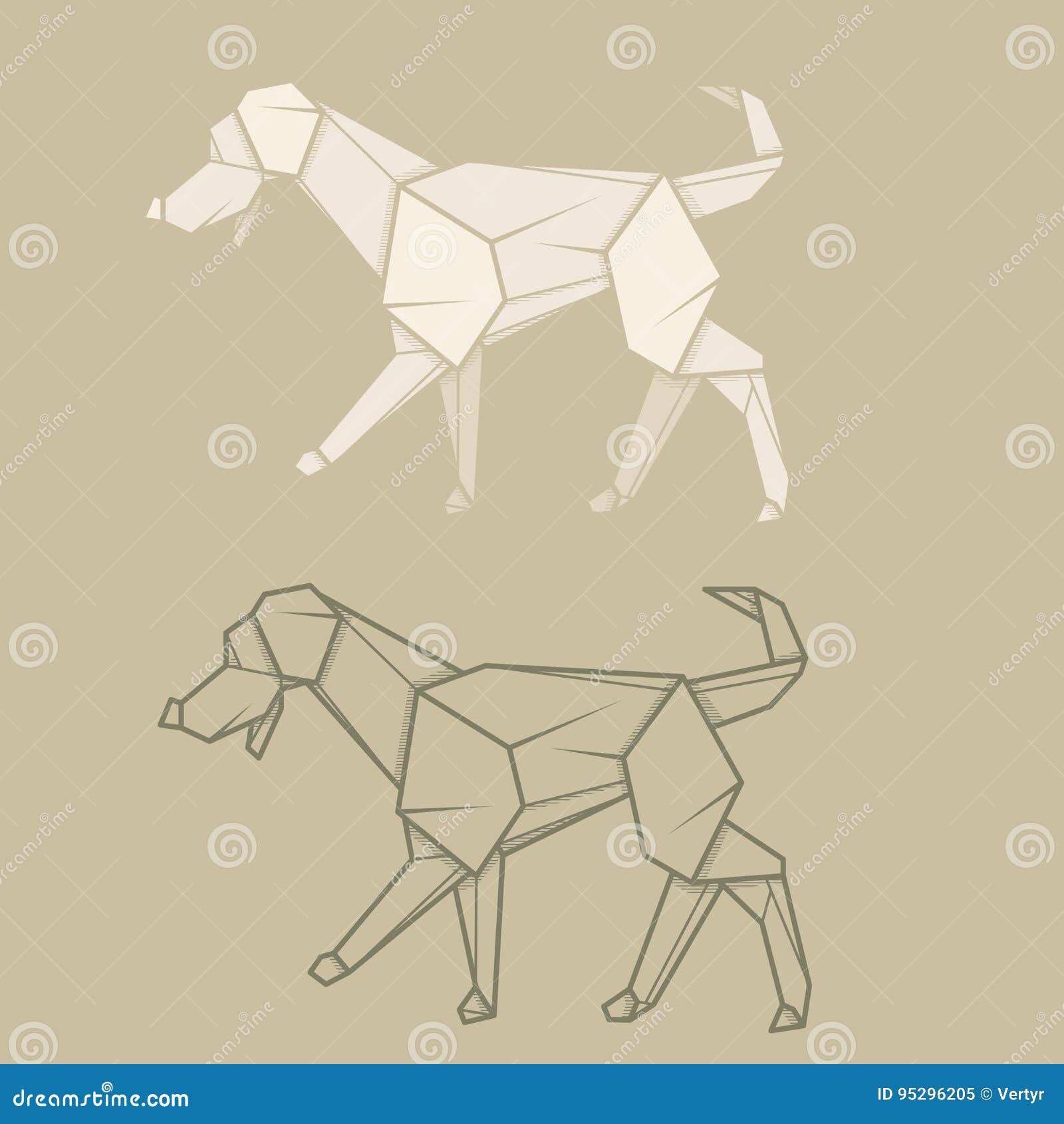 Set Illustration Paper Origami of Labrador. Stock Vector - Illustration ...