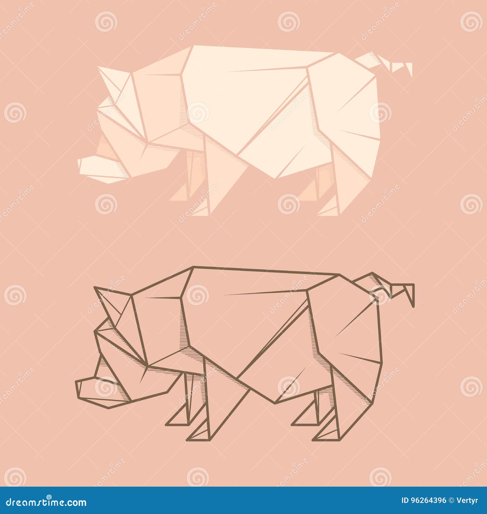 Set Illustration Paper Origami of Pig. Stock Vector - Illustration of ...