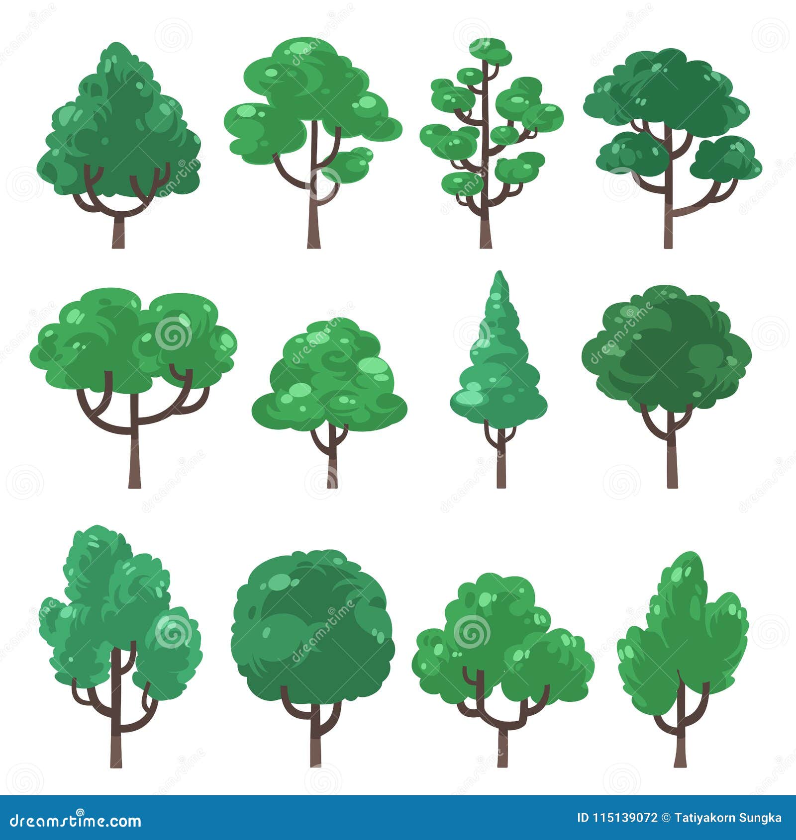 Set illustration of trees stock illustration. Illustration of cartoon ...
