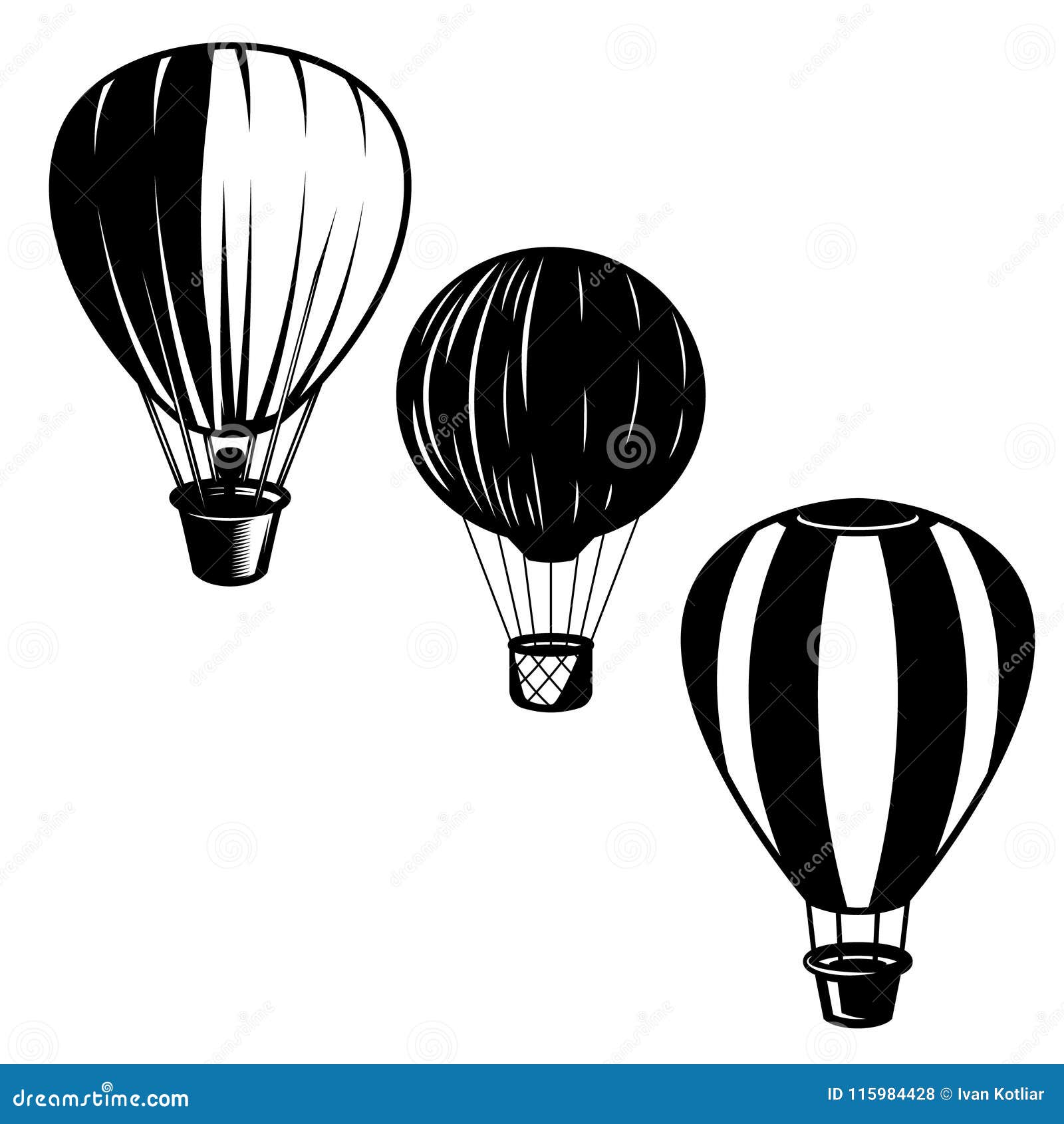Set of Illustrations of Air Balloons. Design Element for Logo, Label ...