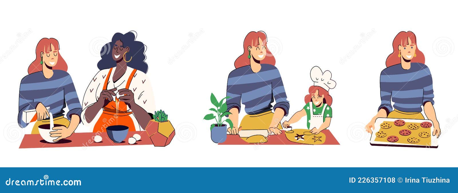 A Set of Illustrations about Baking Together. Master Class. Cooking ...