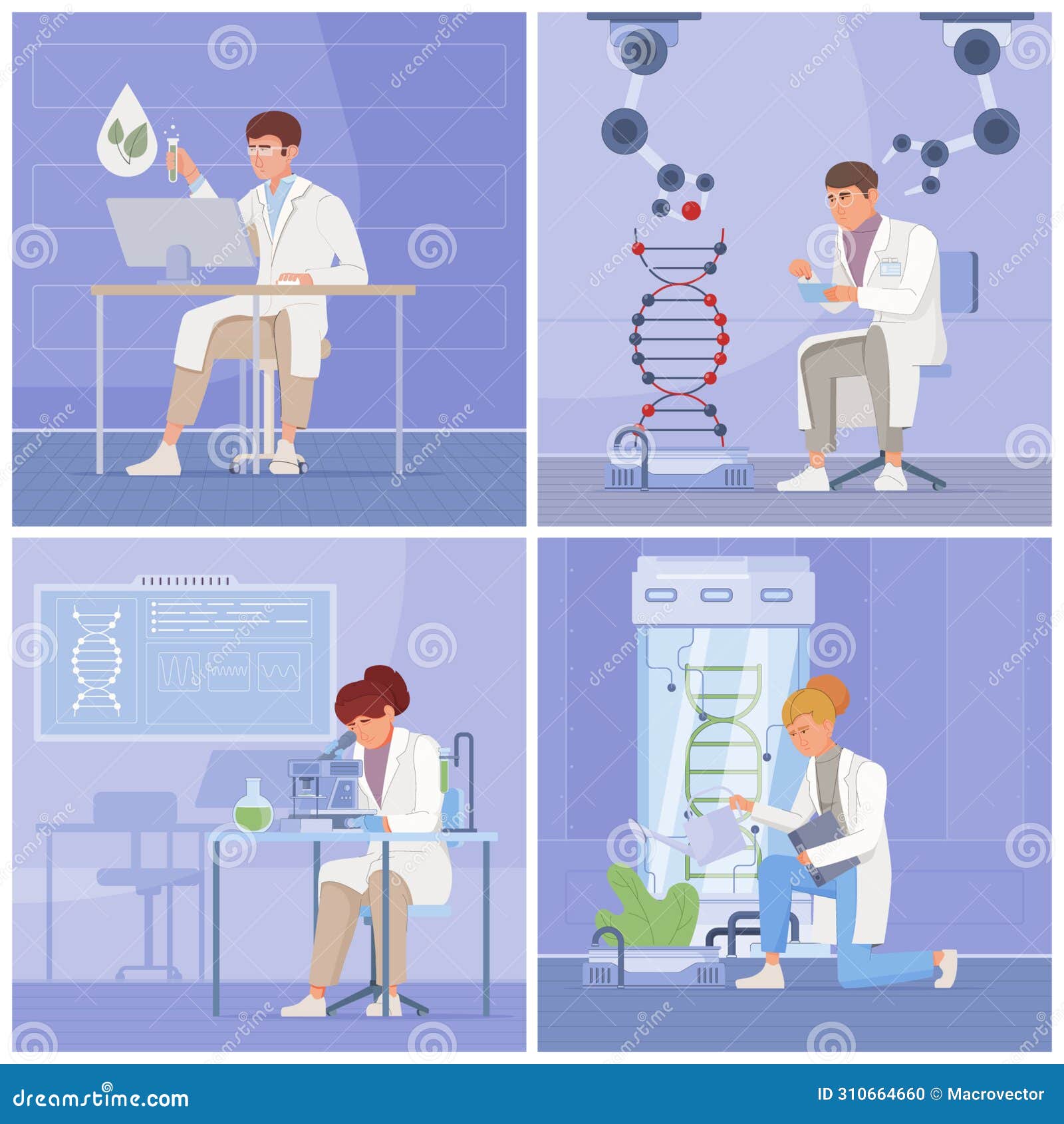 Biotechnology Illustrations in Flat Design Stock Illustration ...