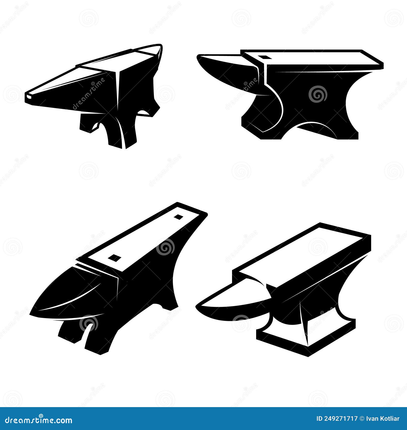 Set of Illustrations of Blacksmith Anvil . Design Element for Logo ...