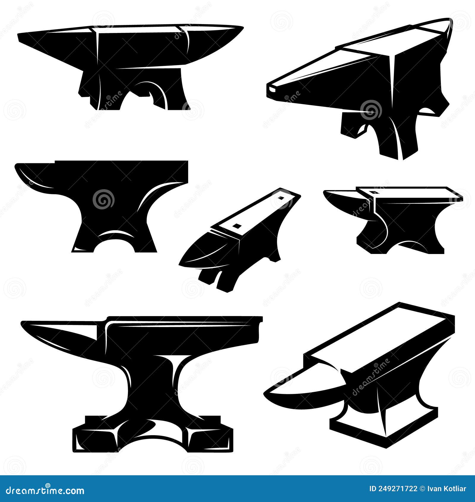 Set of Illustrations of Blacksmith Anvil . Design Element for Logo ...