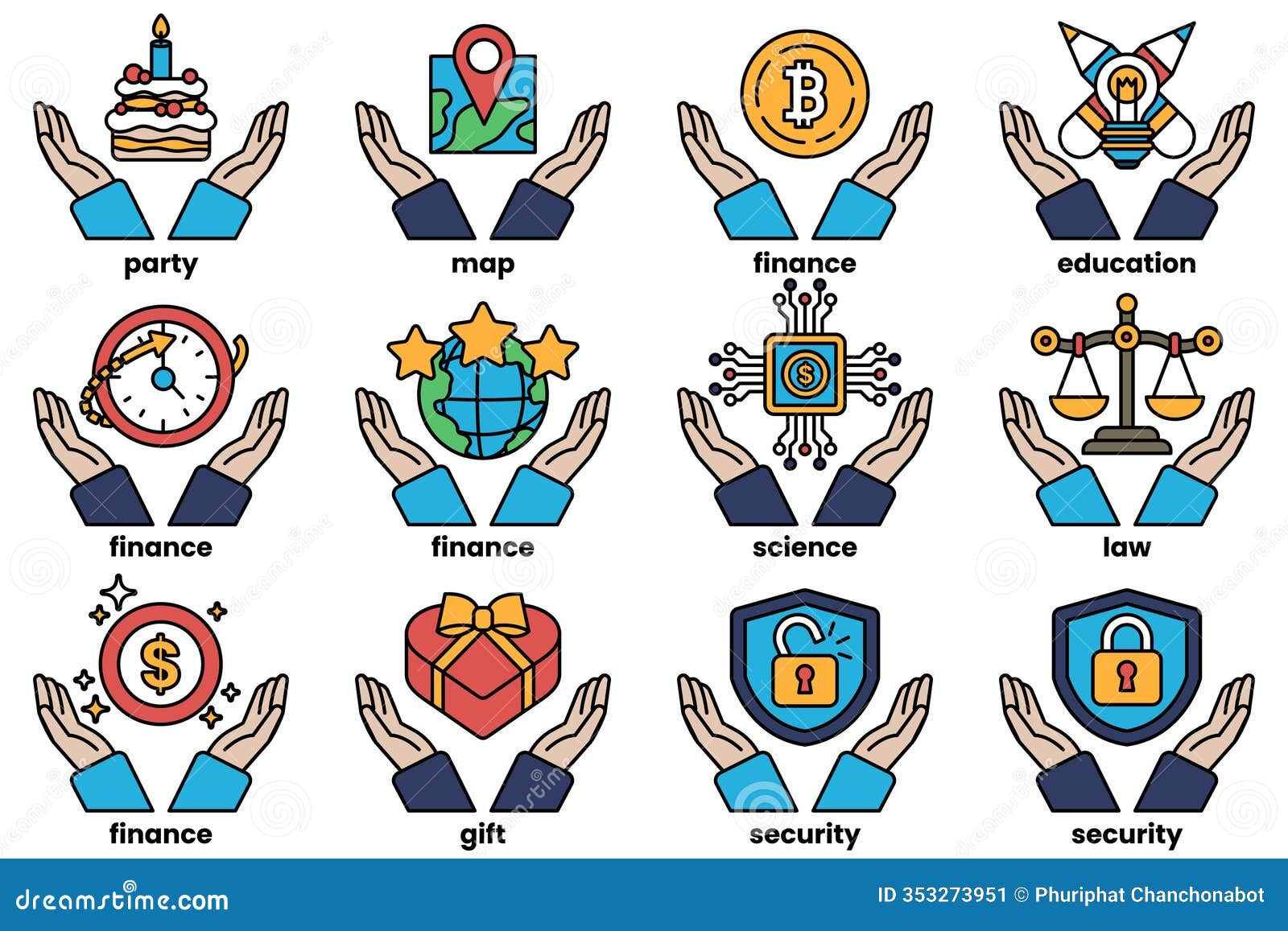 Set of Illustrations in the Concept of Human Hands Holding Things in ...