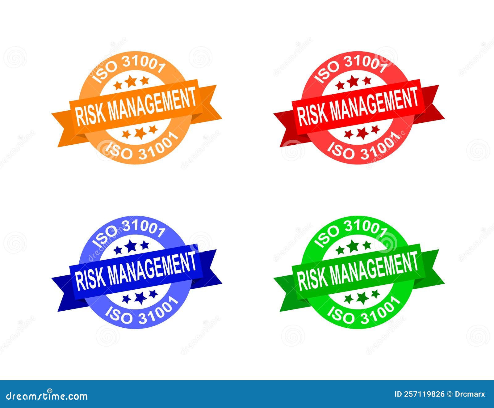 A Set of 4 Illustrations of Different Coloured Seals for ISO 31001 ...