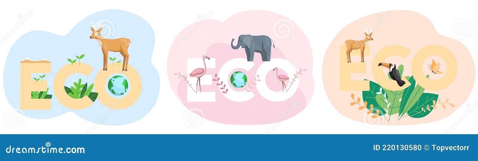 Set of Illustrations about Eco System of Earth. Different Animals ...