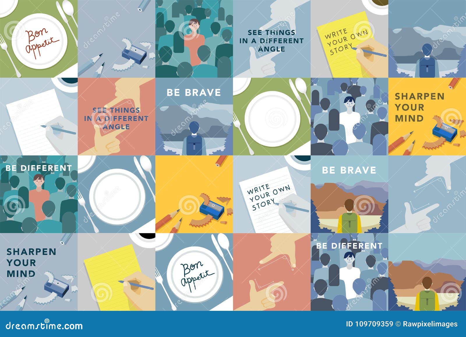 Set of Illustrations Exploring the Concept of Human Values Stock ...