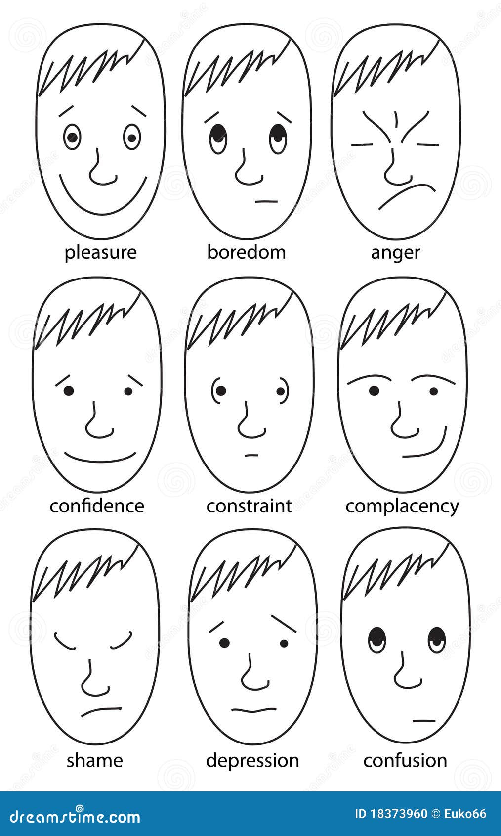 Set of Illustrations Expressing Various Feelings Stock Illustration ...