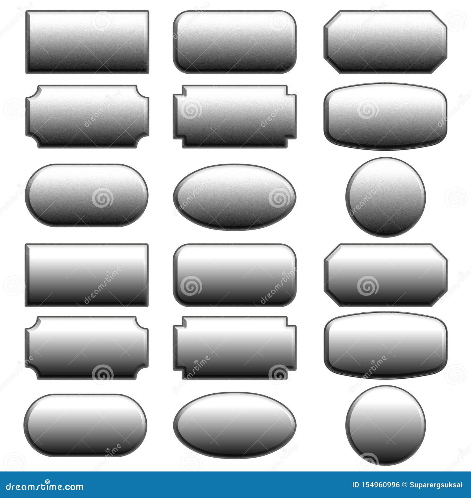 Set of Illustrations of Grainy and Shiny Buttons on White Background ...