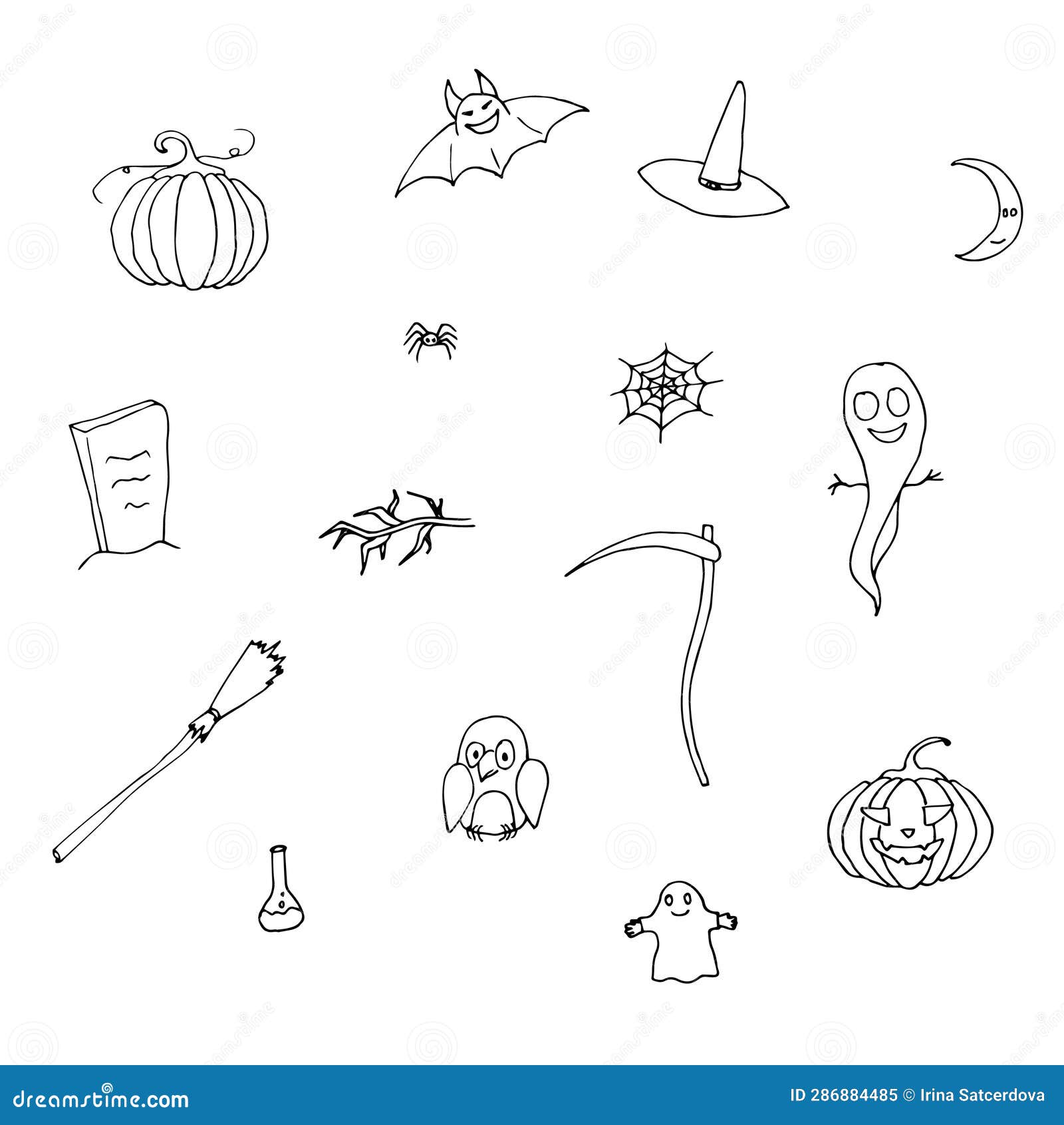 A Set of Illustrations for Halloween. Cute Pictures for Halloween ...