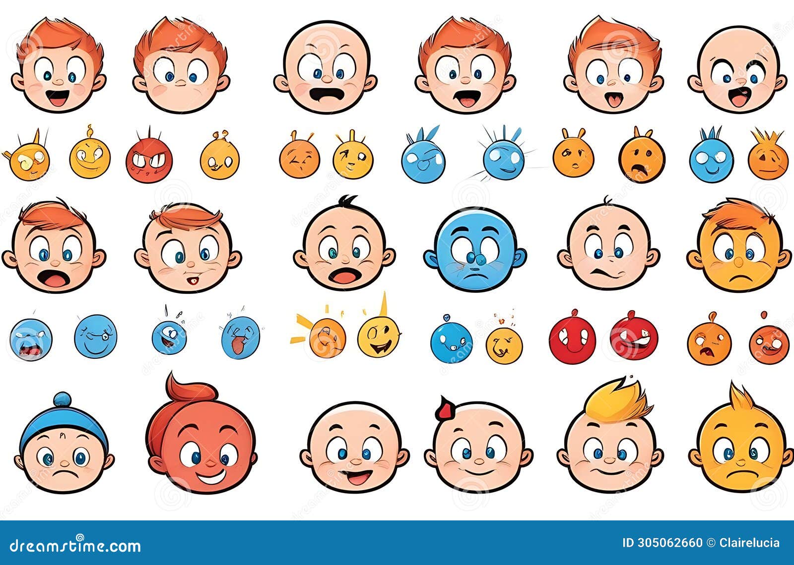 A Set of Illustrations of Icons of Different Emotions on the Face of a ...