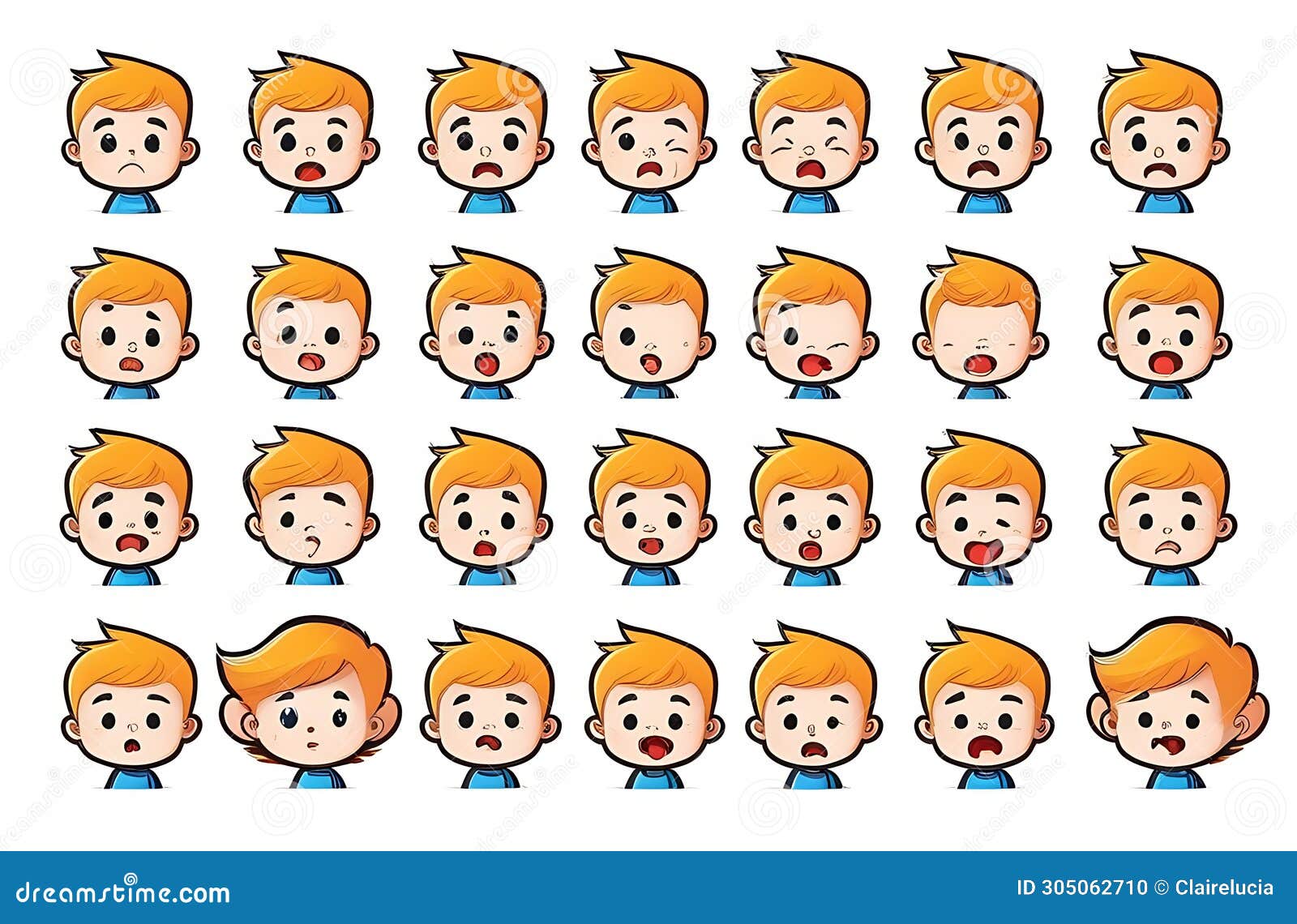 A Set of Illustrations of Icons of Different Emotions on the Face of a ...