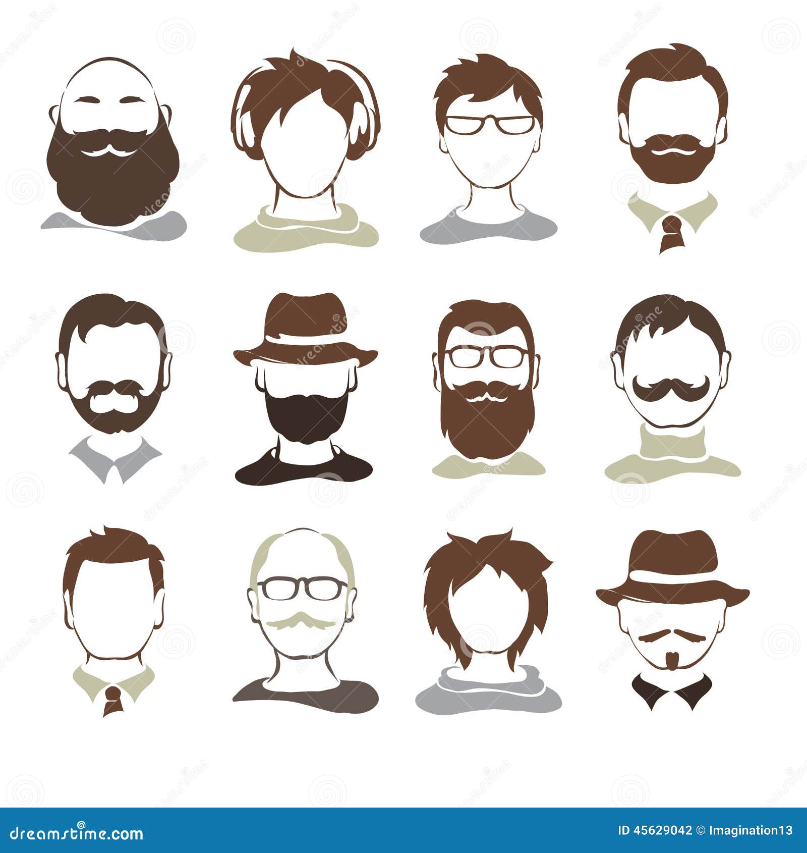 Set Illustrations -- Male Avatars Stock Vector - Illustration of ...