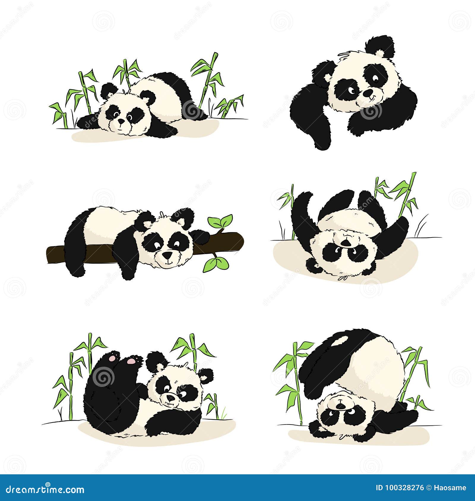 A Set of Illustrations with a Panda Cub. Stock Vector - Illustration of ...