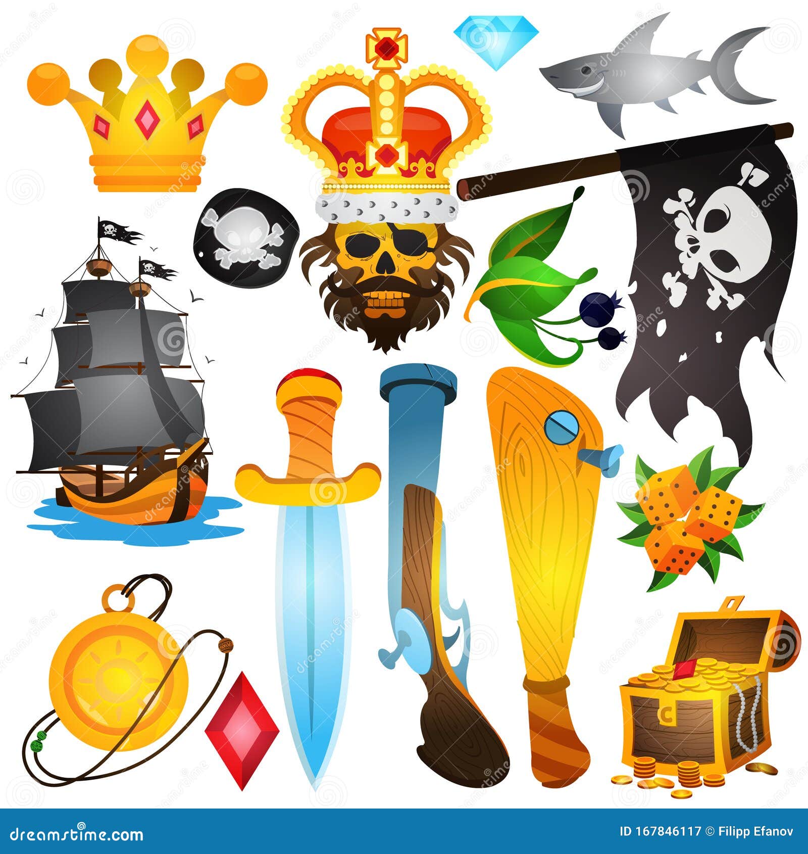 Set Illustrations with Pirate Attributes. Various Items Medieval ... Set Illustrations with Pirate Attributes. Various Items Medieval ...