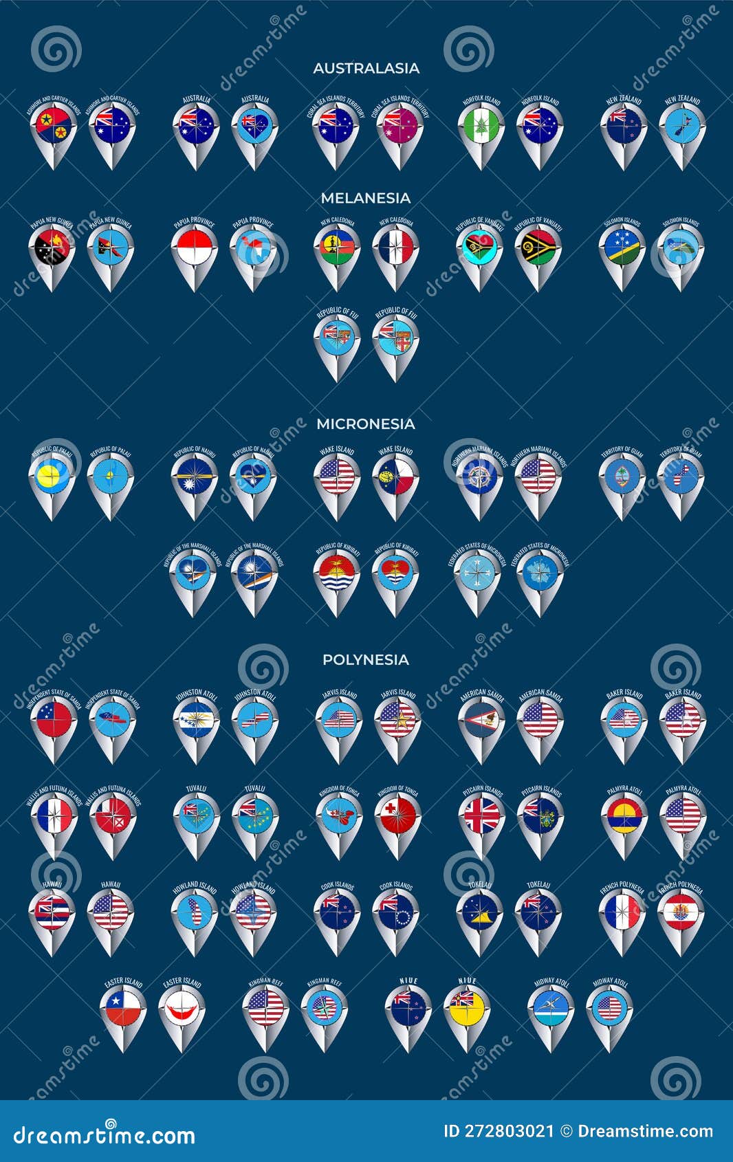 Set of Illustrations of Pointers in the Form of Flags of the Countries ...