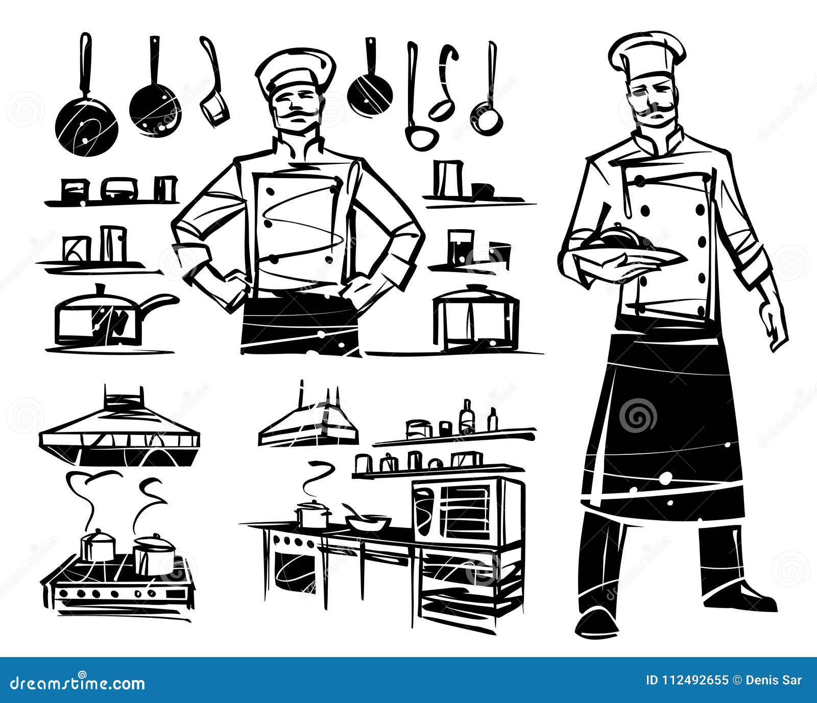 Set of Illustrations with a Professional Chef. Stock Vector ...