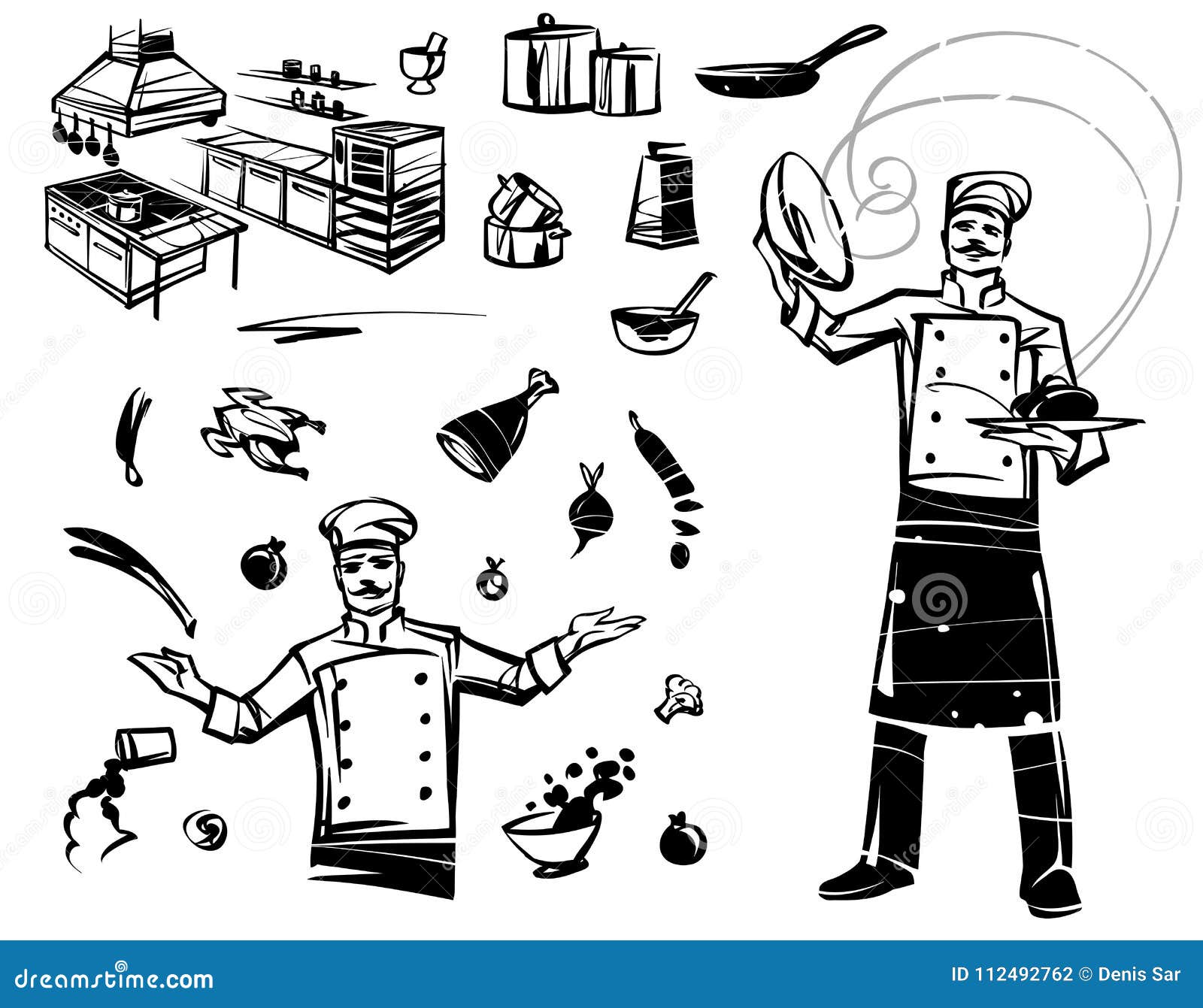 Set of Illustrations with a Professional Chef. Stock Vector ...
