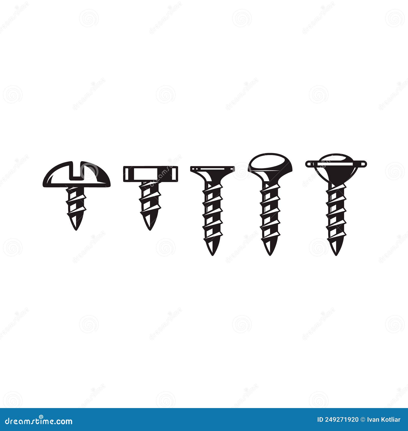 Set of Illustrations of Screws. Design Element for Logo, Label, Sign ...