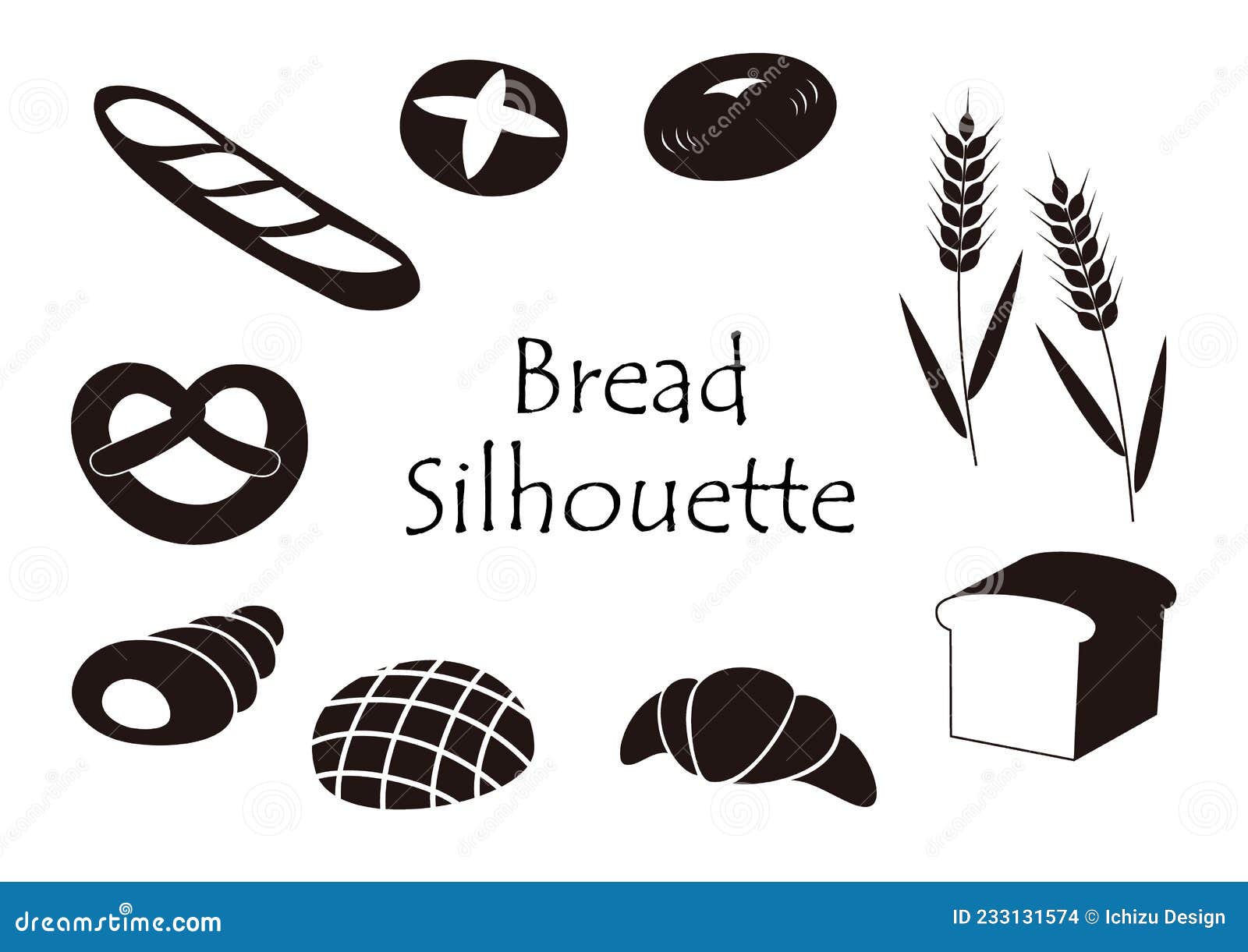 The Bread Silhouette Illustration Set Stock Vector - Illustration of ...