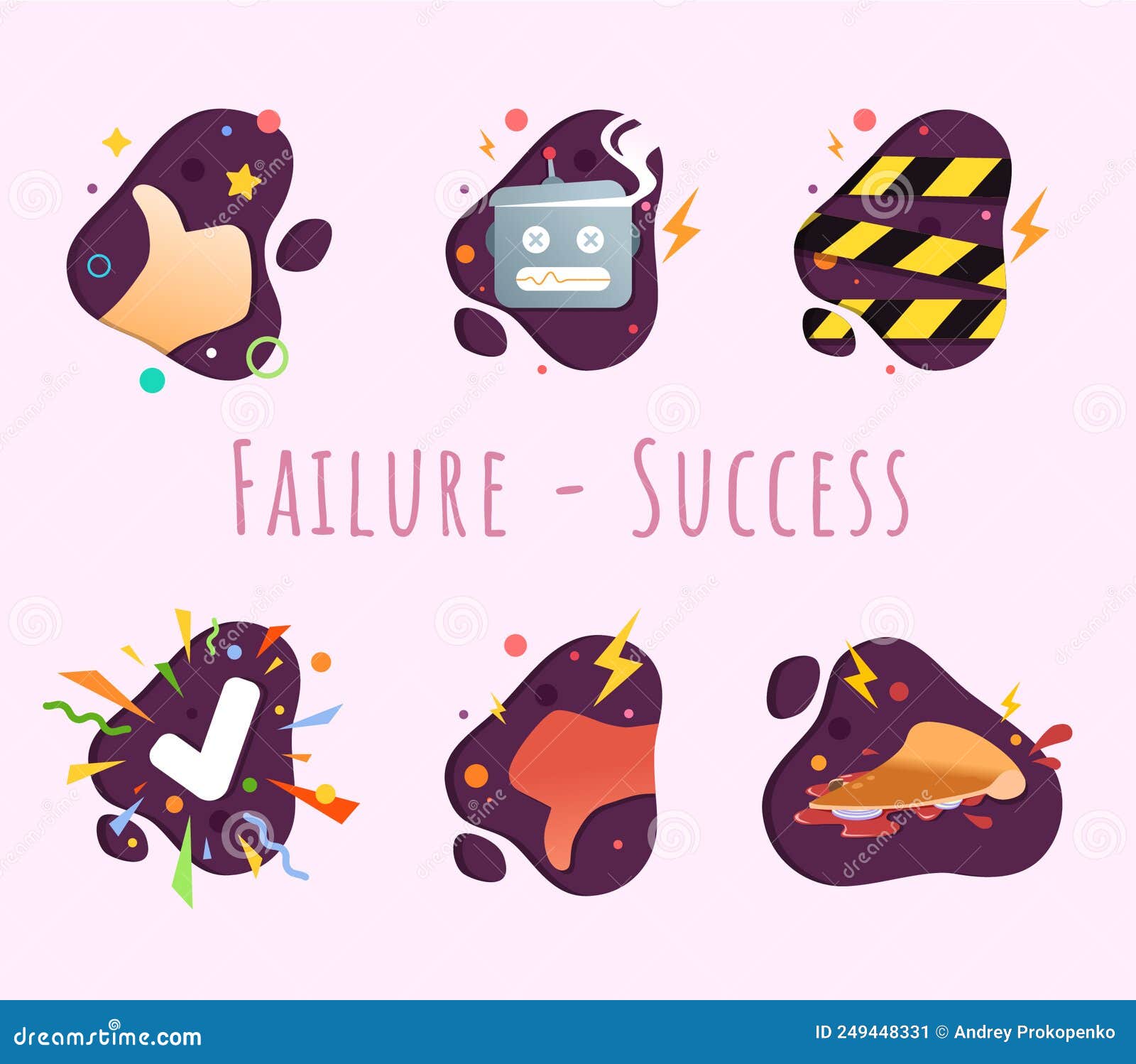 Set of Illustrations Success, Failure, Error, Warning and Other Stock ...