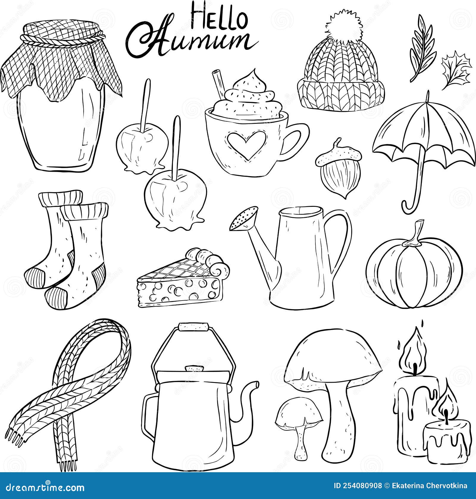 A Set of Illustrations on the Theme of Autumn Stock Vector ...