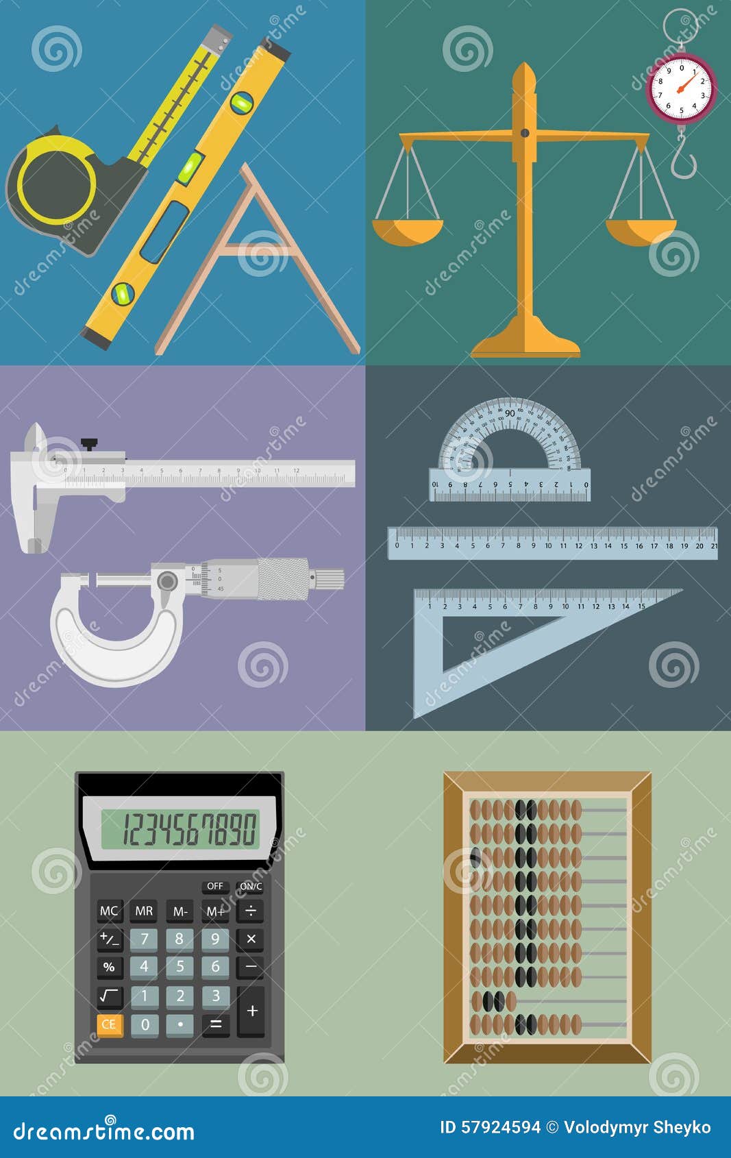 Tools For Different Measurements Of Physical Quantities Cartoon Vector ...