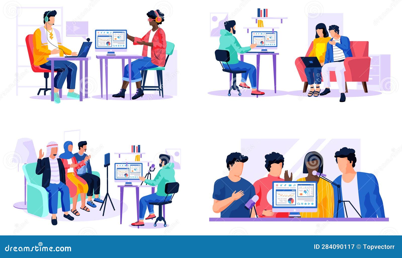 Set of Illustrations on the Topic of Working with Statistics in a ...