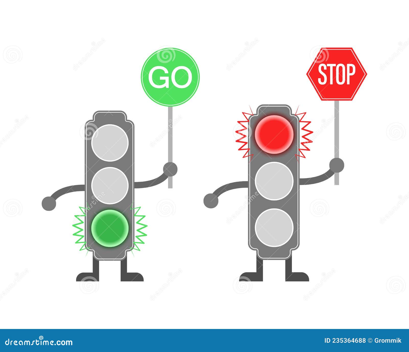 Set of Illustrations of a Traffic Light with a Green and Red Signal and ... Set of Illustrations of a Traffic Light with a Green and Red Signal and ...