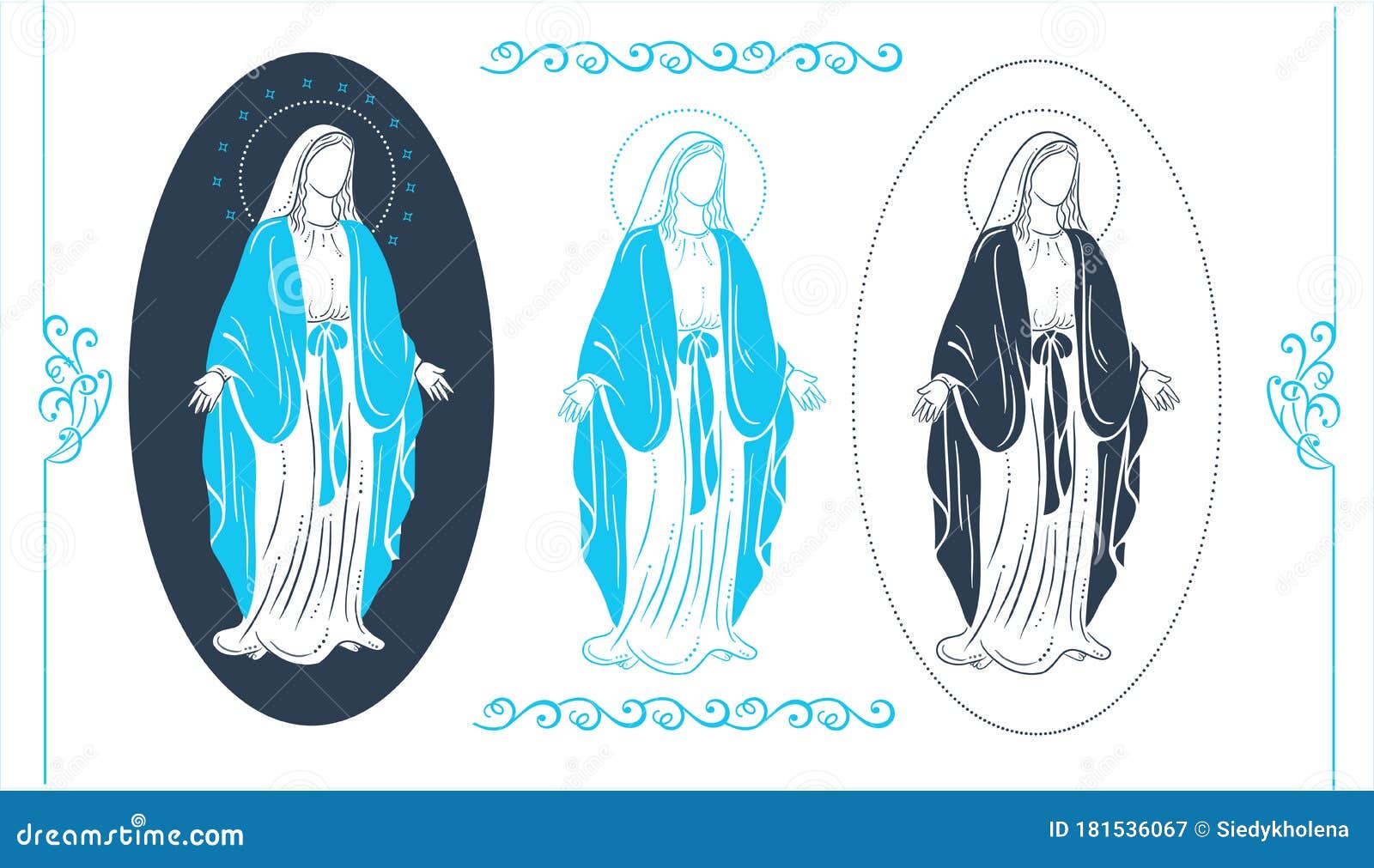 Holy Virgin Mary with Greeting Cards Stock Illustration - Illustration ...