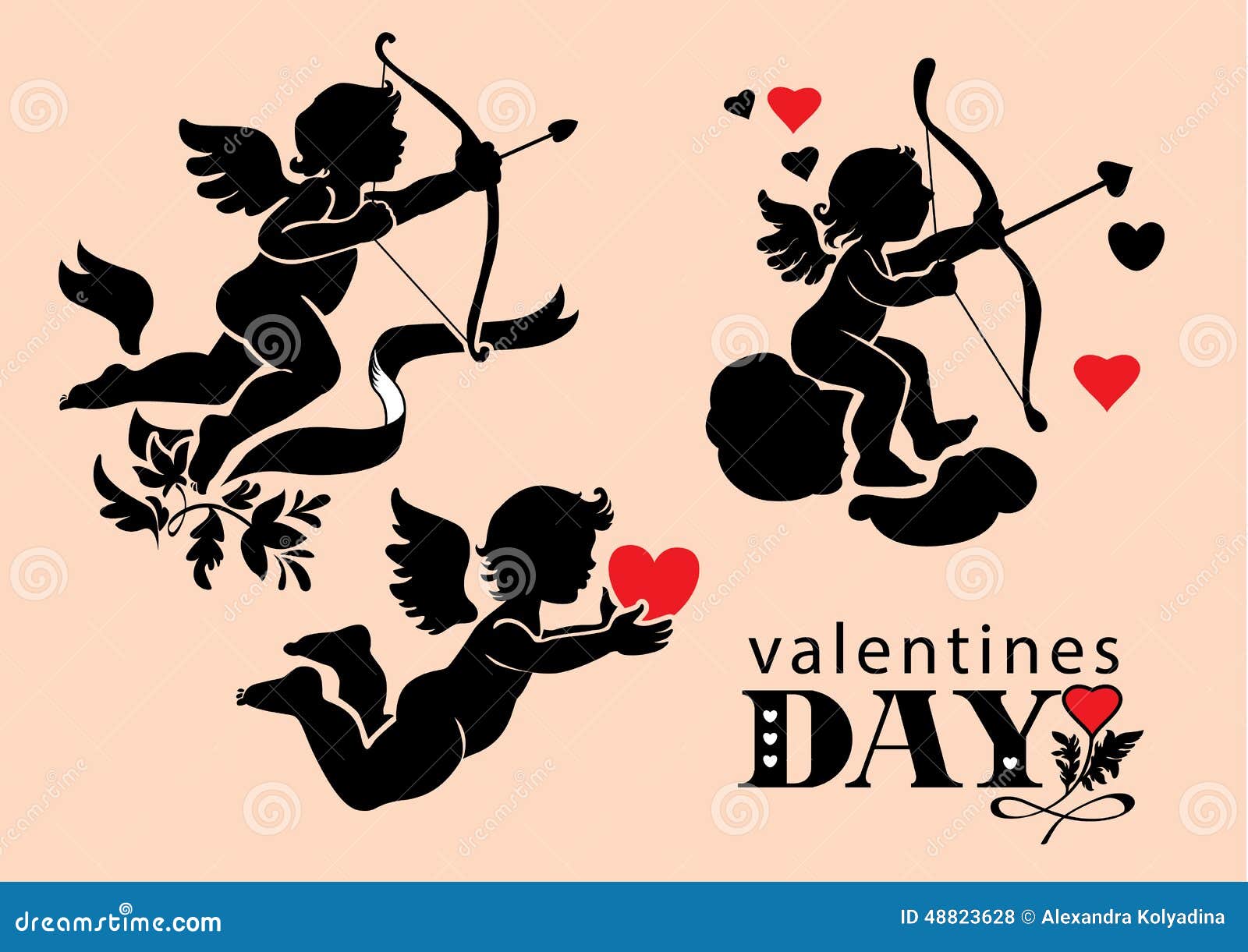 Set of Images of Cupids Valentine S Day Stock Vector - Illustration of ...