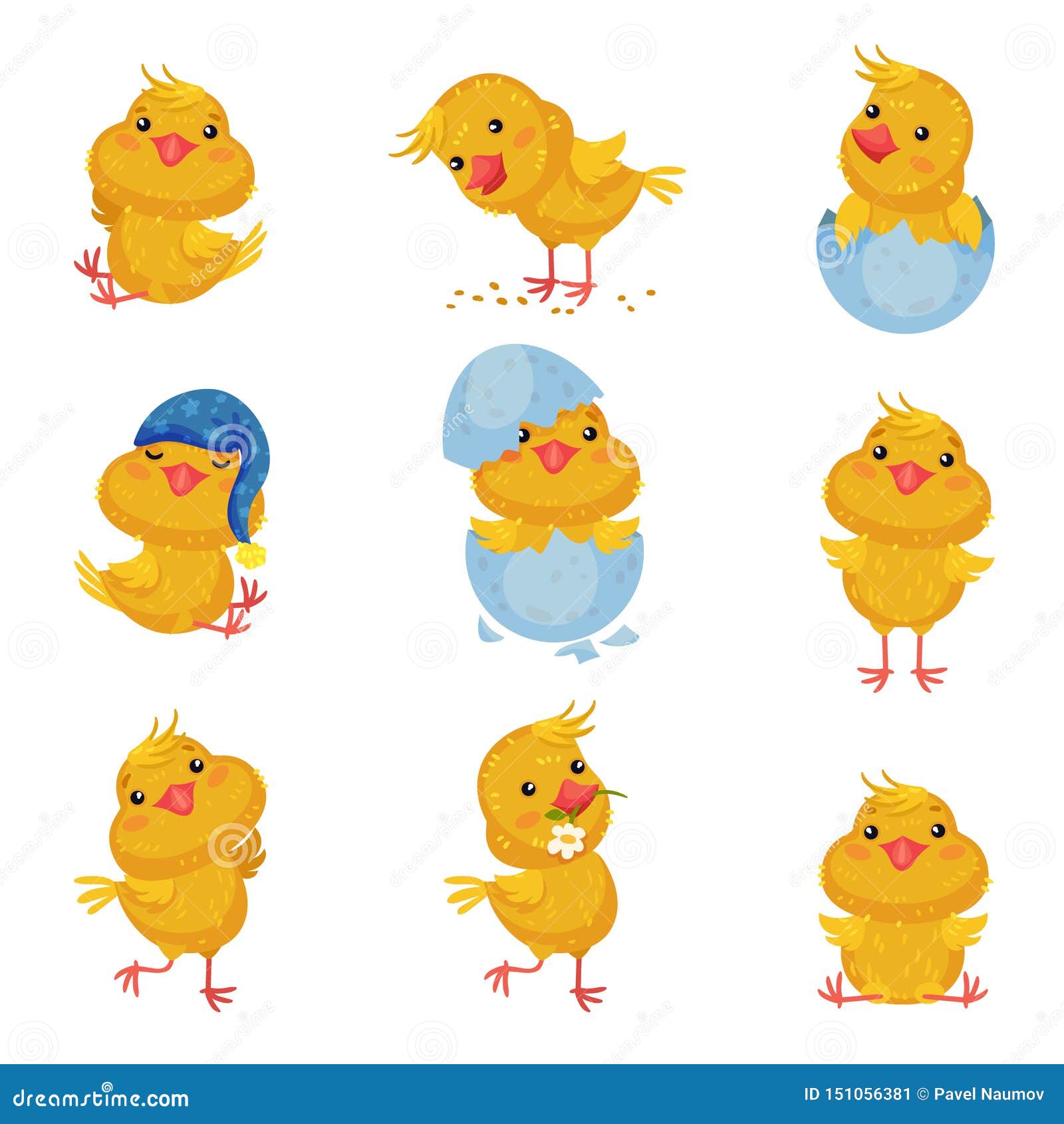 Set of Images of Cute Chickens in Different Situations and with ...